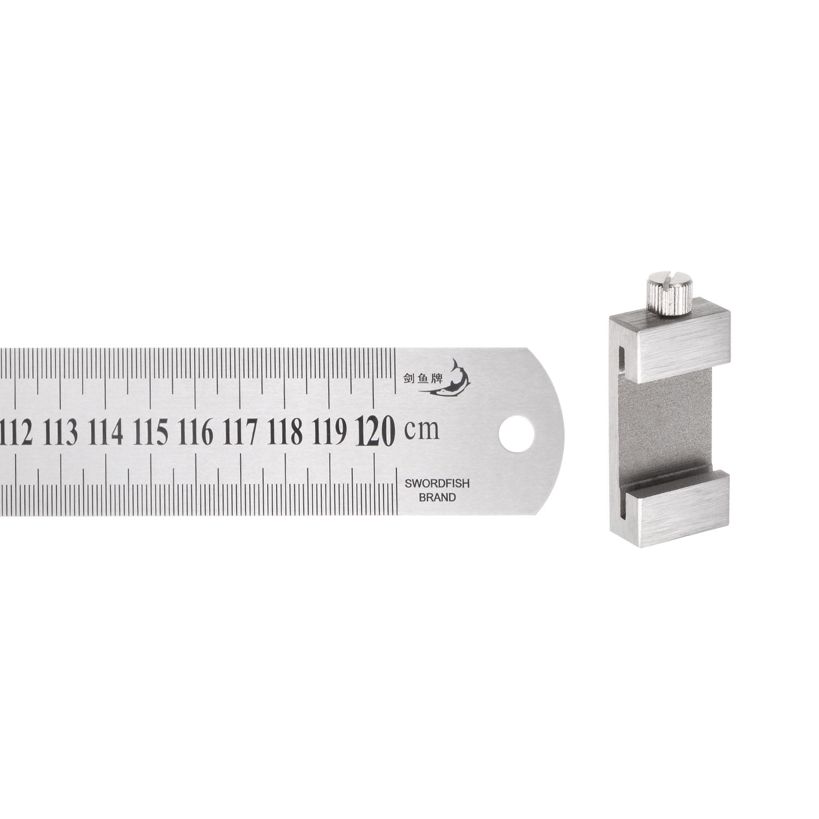 Uxcell Stainless Steel Ruler with Scriber Block 48" Metric Inch Ruler ...