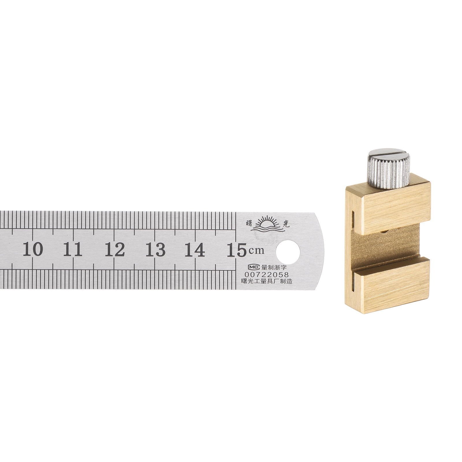 Uxcell Stainless Steel Ruler with Scriber Block 6" Metric Inch Ruler ...