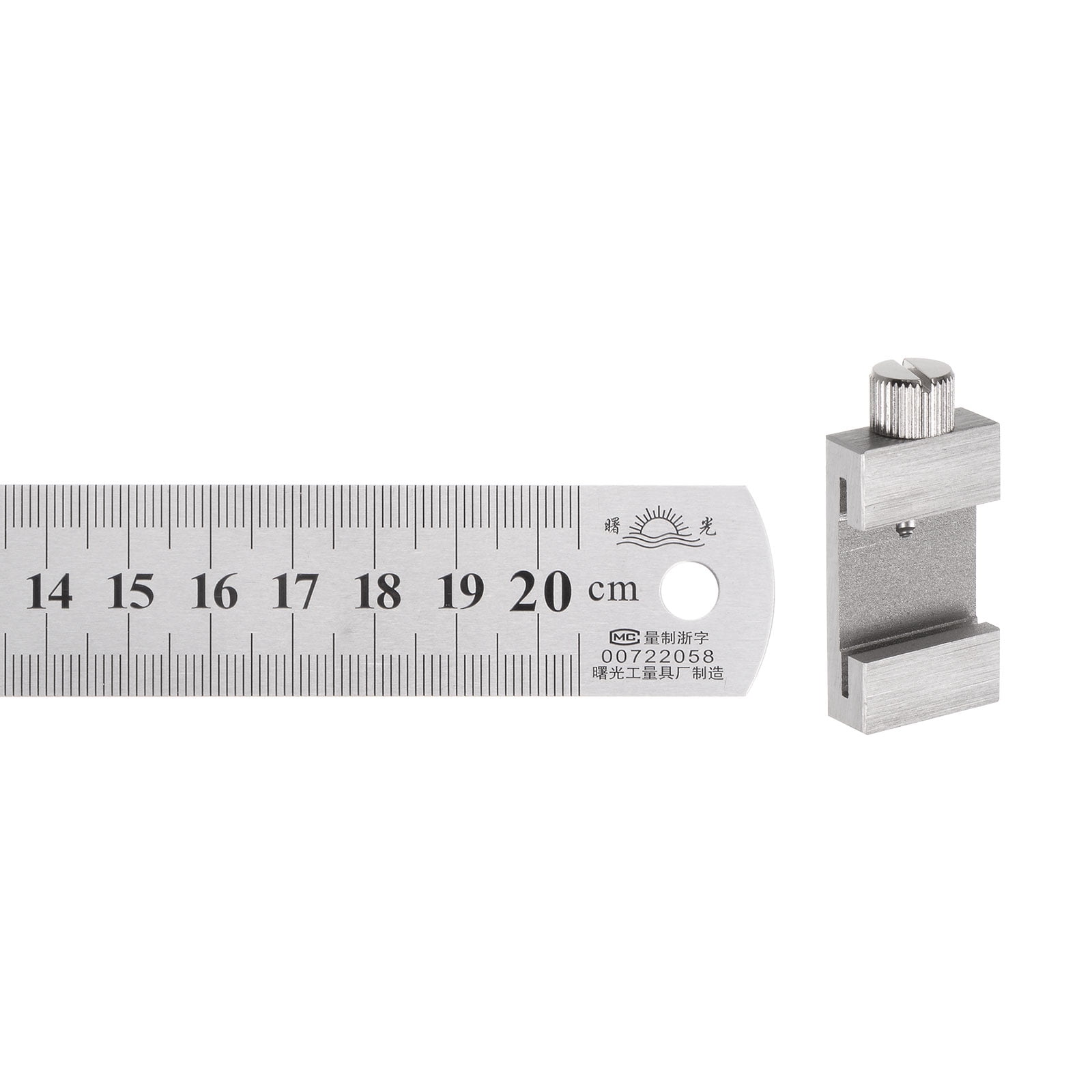 Uxcell Stainless Steel Ruler with Scriber Block 8" Metric Inch Ruler ...
