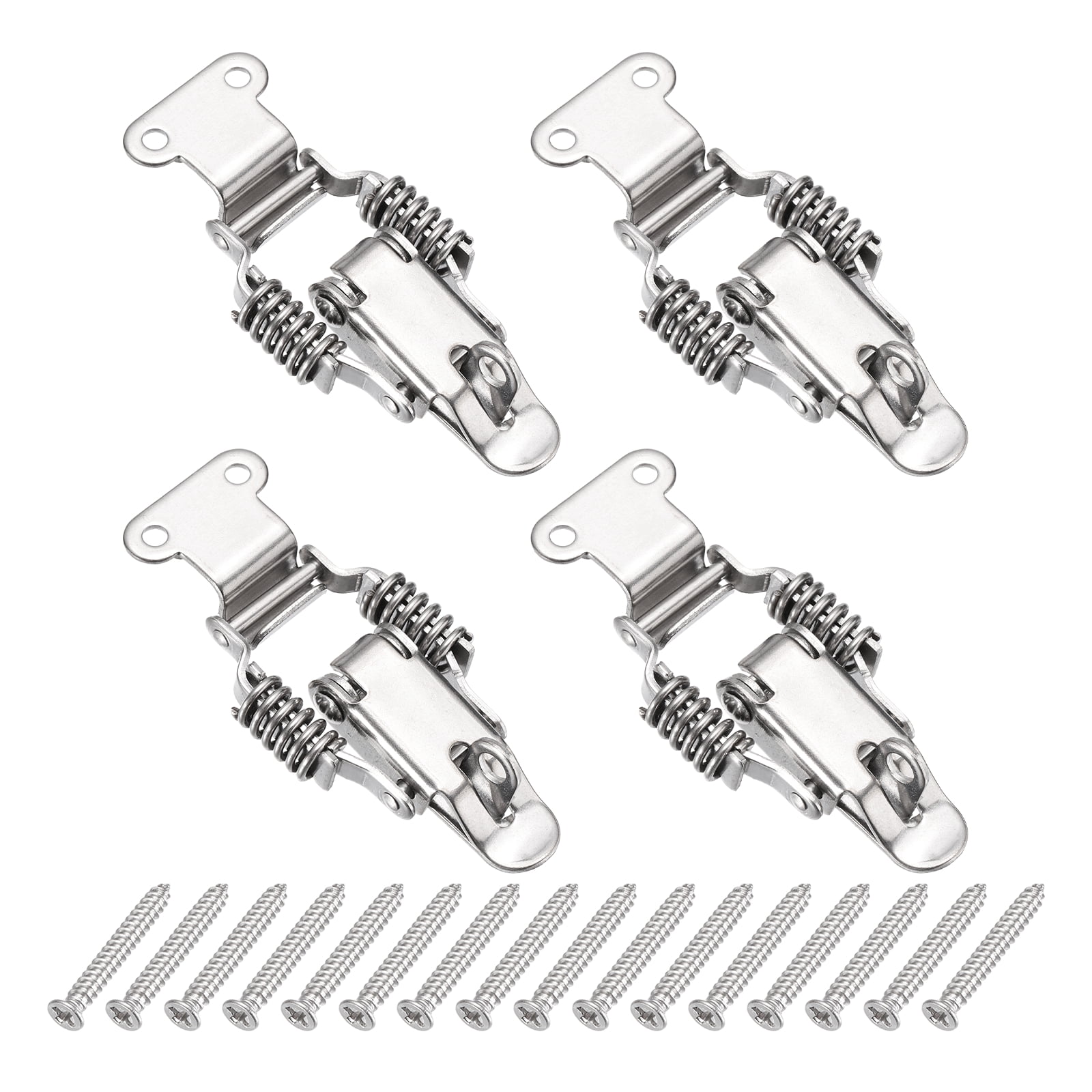 Uxcell Stainless Steel Spring Loaded Toggle Latch with Angle Hook, (S,Silver) (4 Pcs ...