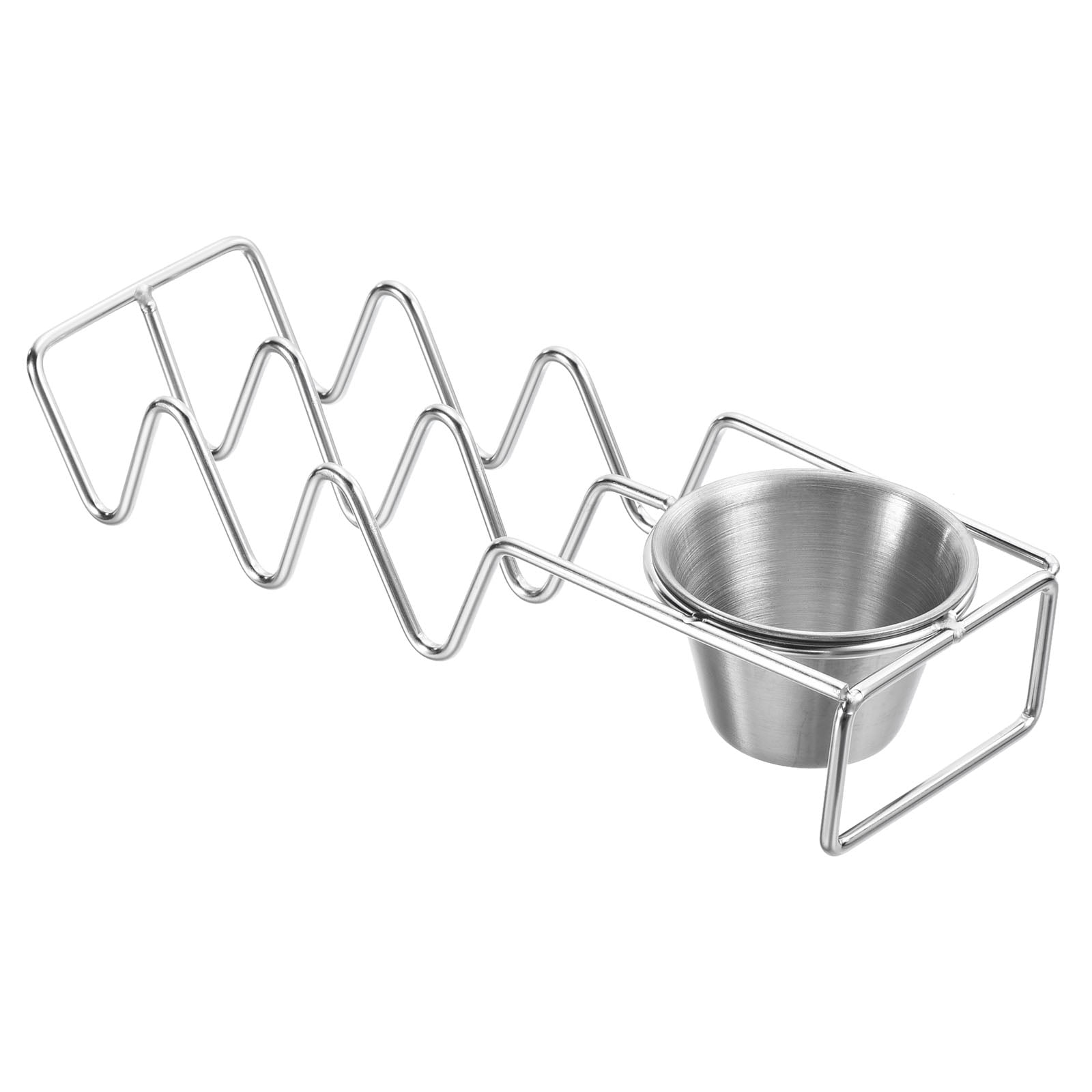 Uxcell Stainless Steel Taco Holder with Seasoning Cups, Wave-Shaped ...
