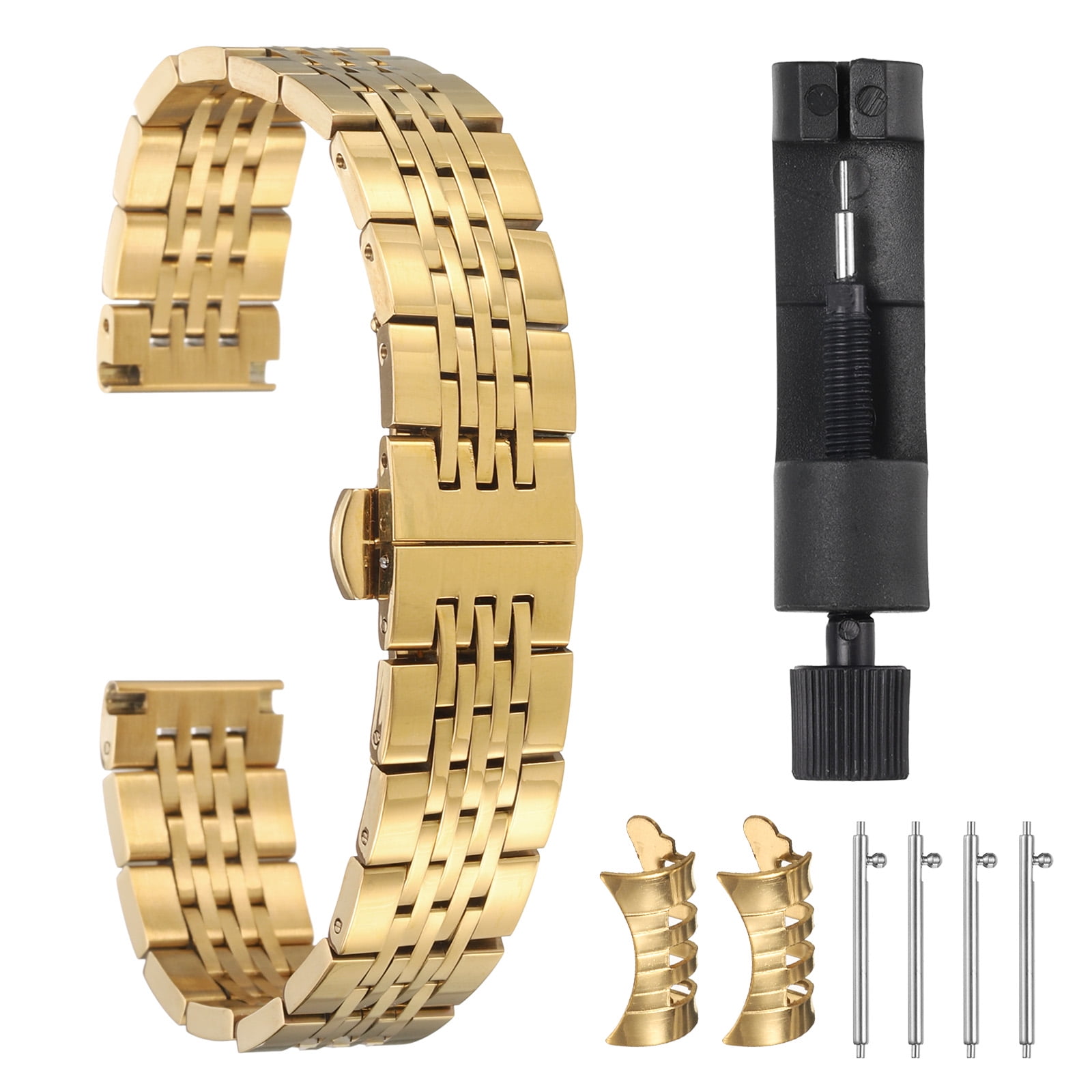 Uxcell Stainless Steel Watch Bands 12mm Double Pressing Butterfly Clasp ...