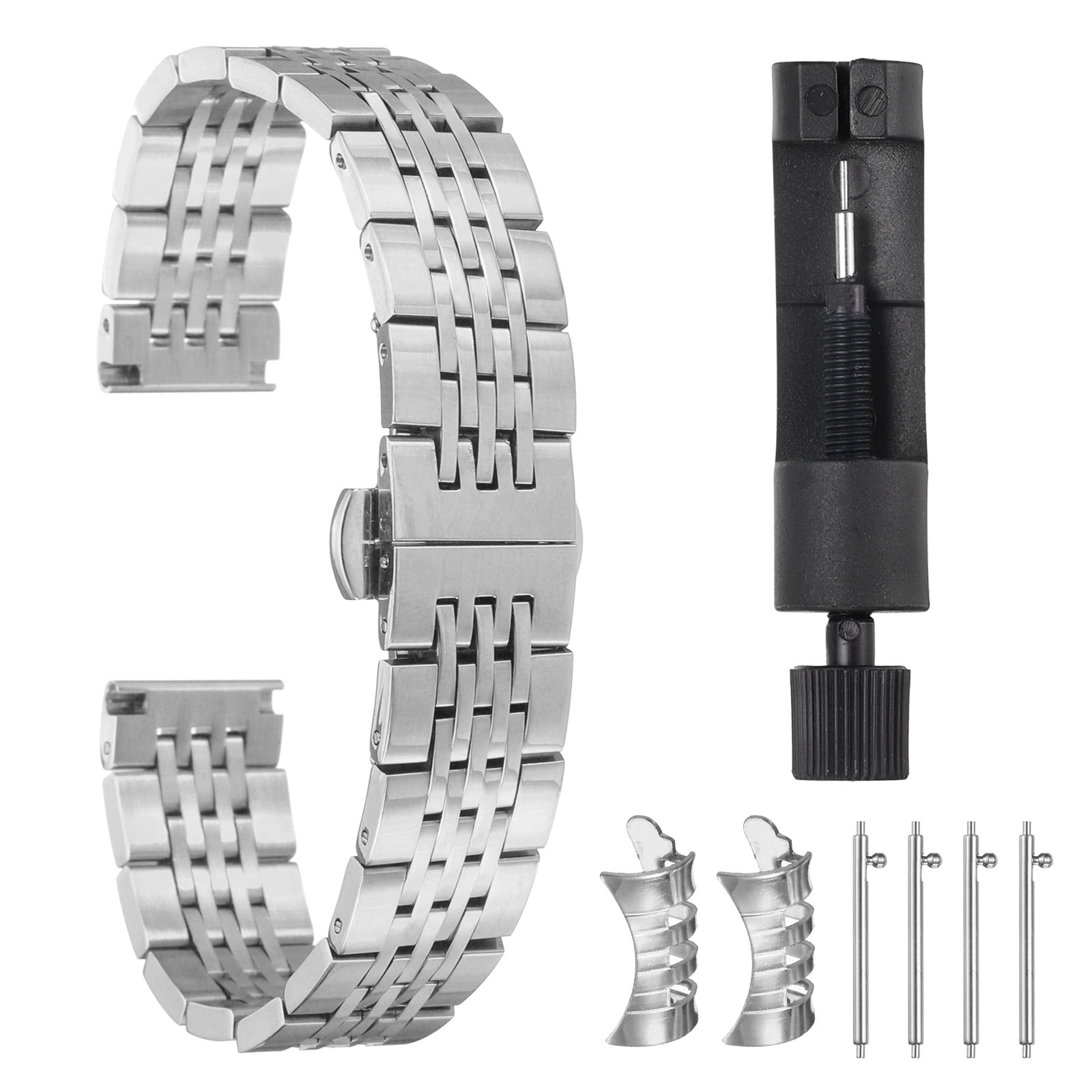 Uxcell Stainless Steel Watch Bands 12mm Double Pressing Butterfly Clasp ...