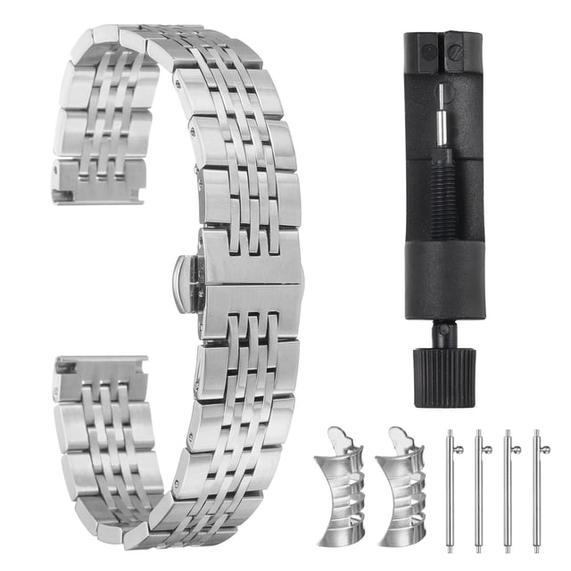 Uxcell Stainless Steel Watch Bands 12mm Double Pressing Butterfly Clasp ...