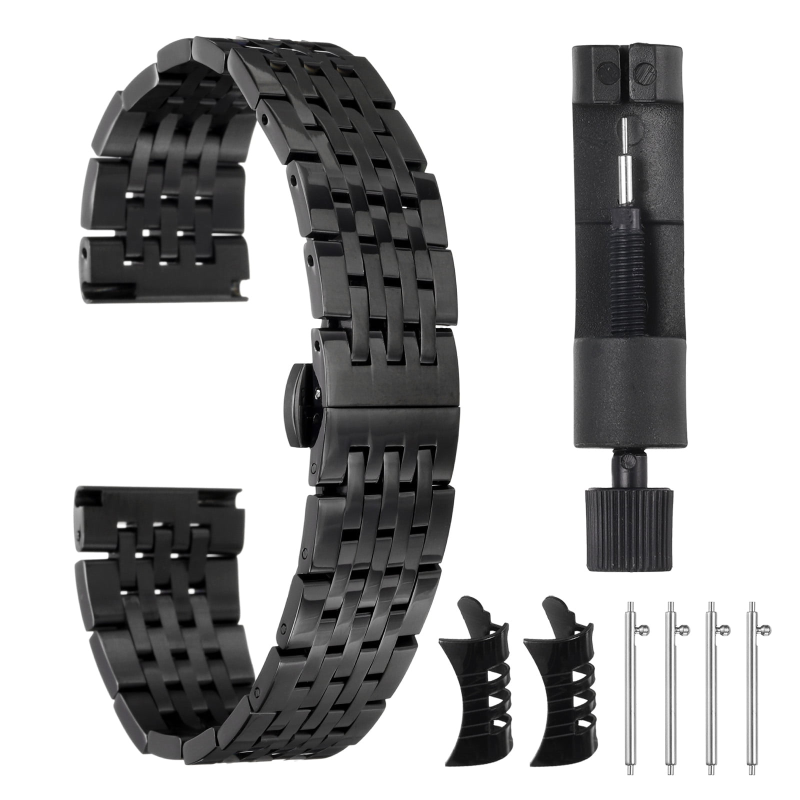 Uxcell Stainless Steel Watch Bands 19mm Double Pressing Butterfly Clasp ...