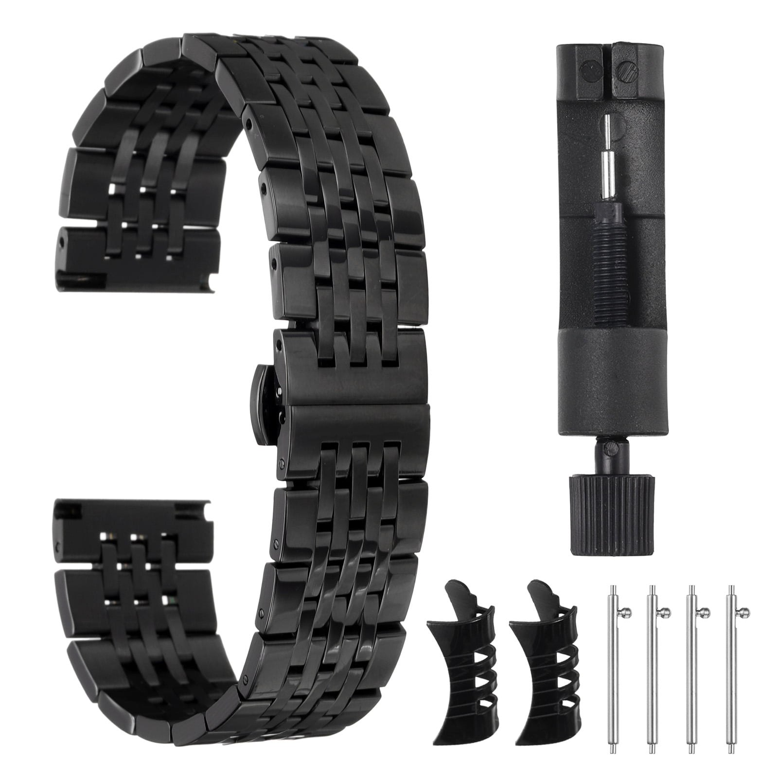 Uxcell Stainless Steel Watch Bands 20mm Double Pressing Butterfly Clasp ...