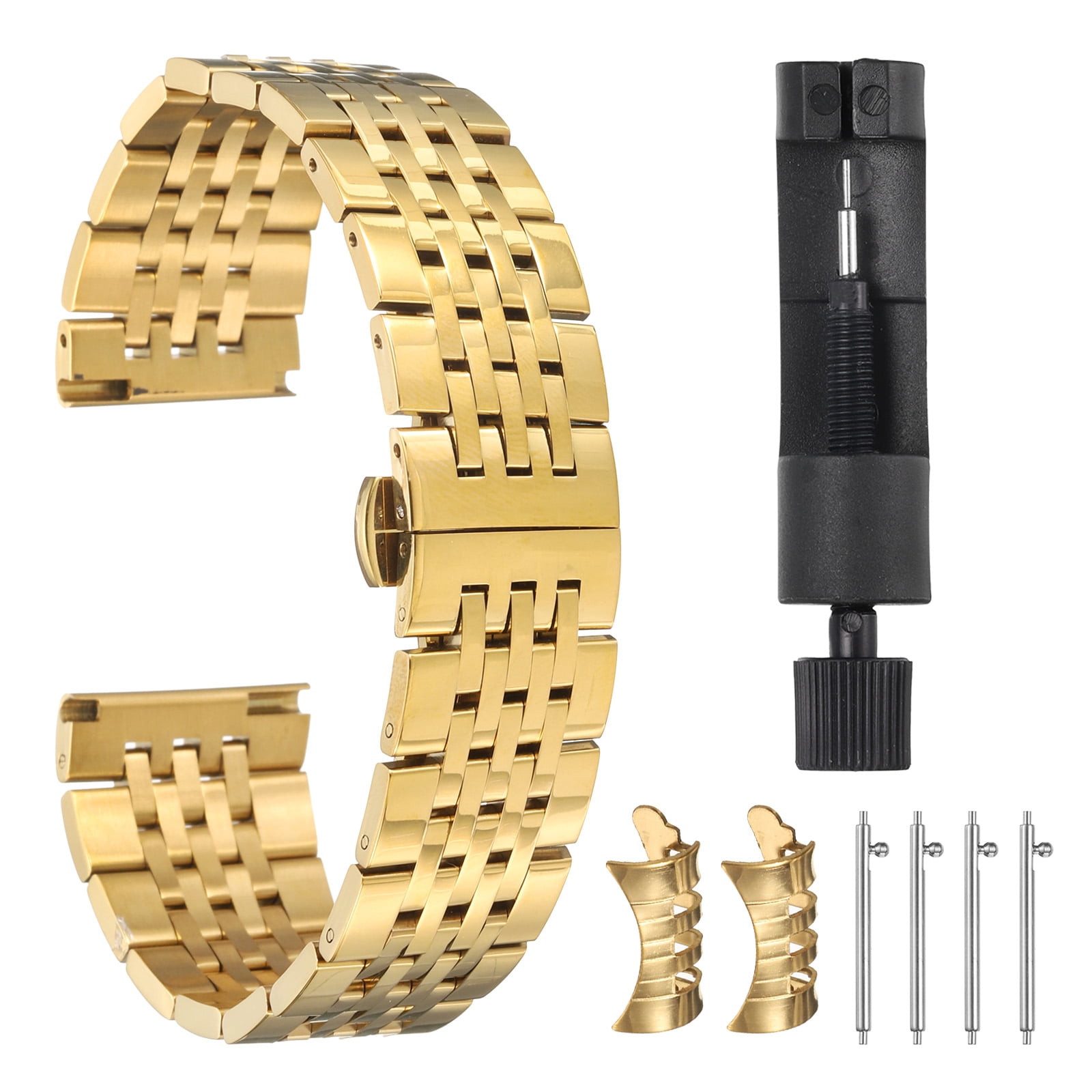 Uxcell Stainless Steel Watch Bands 20mm Double Pressing Butterfly Clasp ...