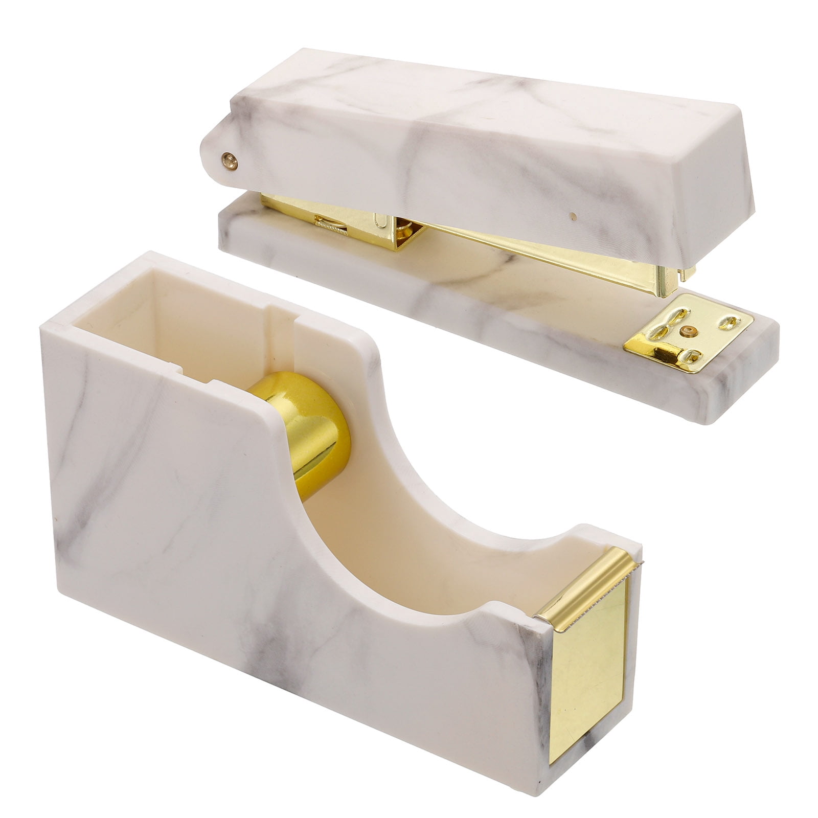 Uxcell Stapler and Tape Dispenser Set Desk Stapler Tape Cutter Golden 1 ...