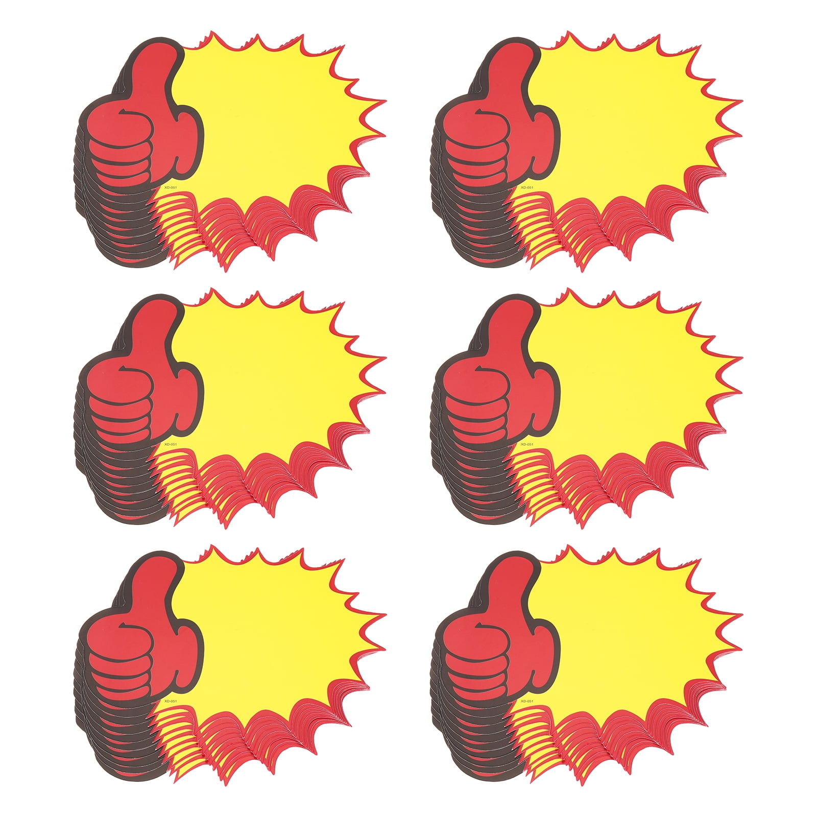 Uxcell Star Burst Blank Left Thumb Signs Price Tags 7 x 5.5 Inch Red ...