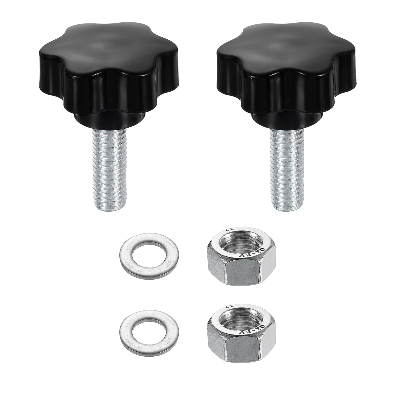 Uxcell Star Clamping Knobs with Nuts Washers, M12 x 35mm Metric Zinc Plated Carbon Steel Male ...