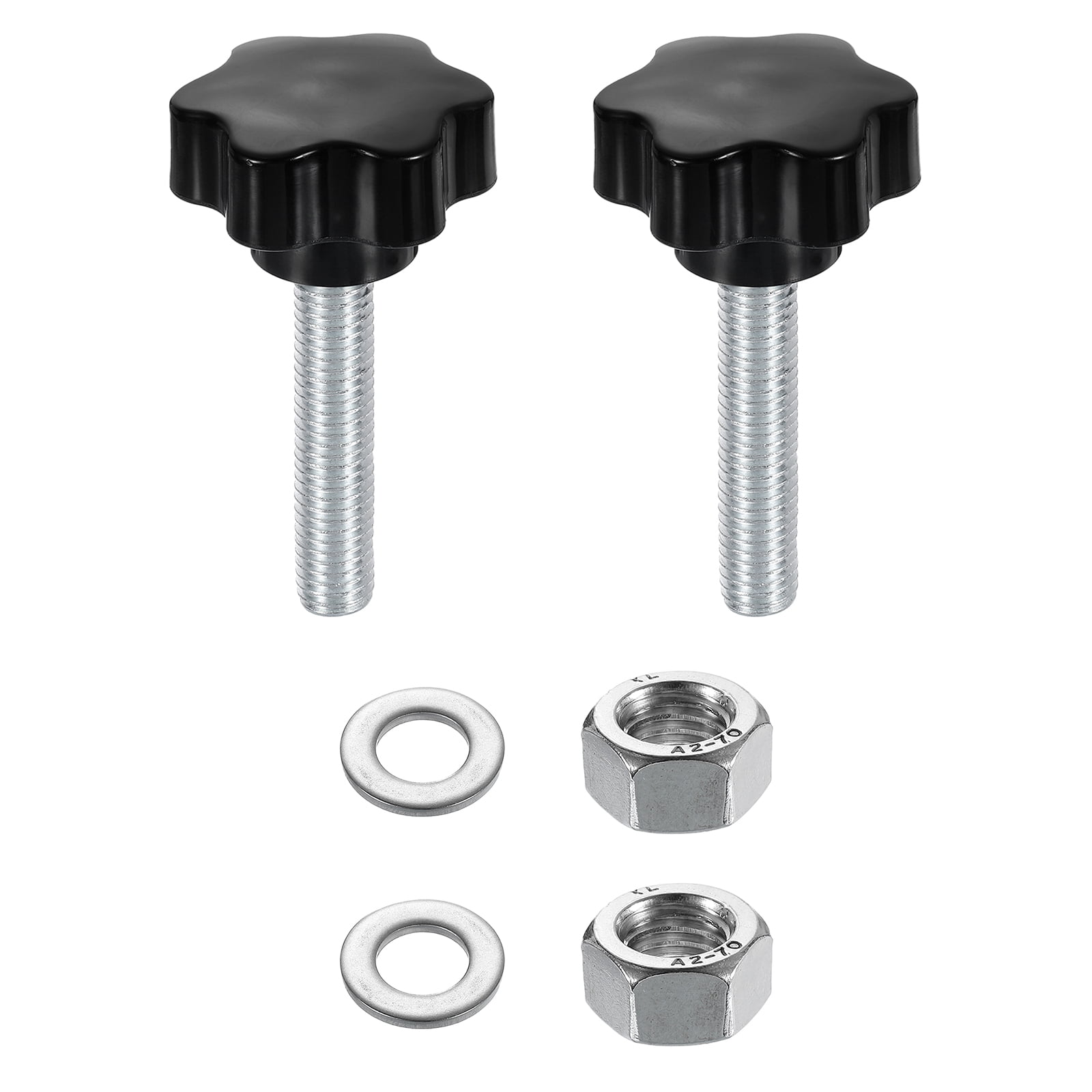 Uxcell Star Clamping Knobs with Nuts Washers, M12 x 60mm Metric Zinc Plated Carbon Steel Male ...