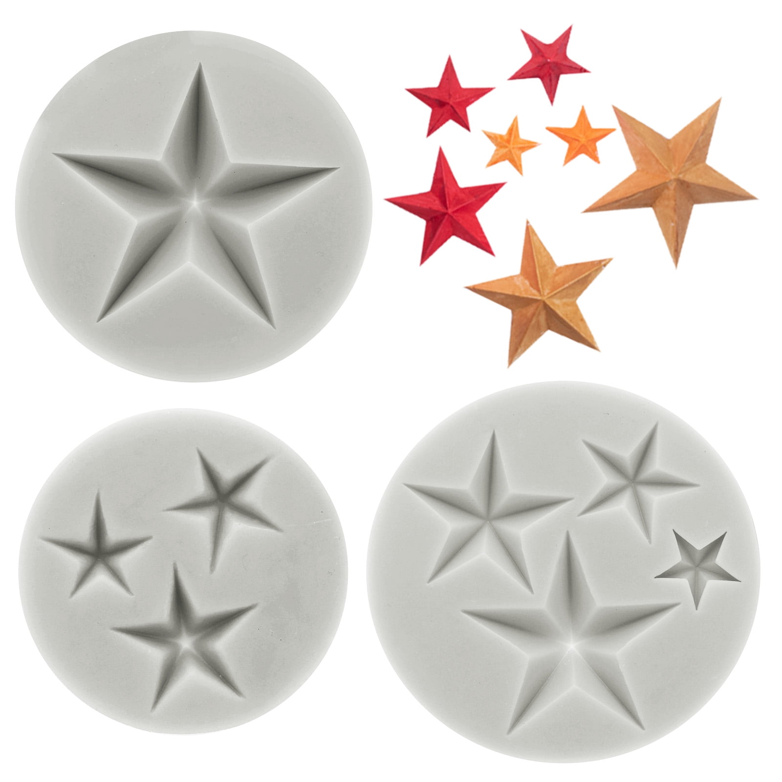 Uxcell Star Fondant Clay Molds, 1 Pcs Silicone Miniature Clay Molds ...