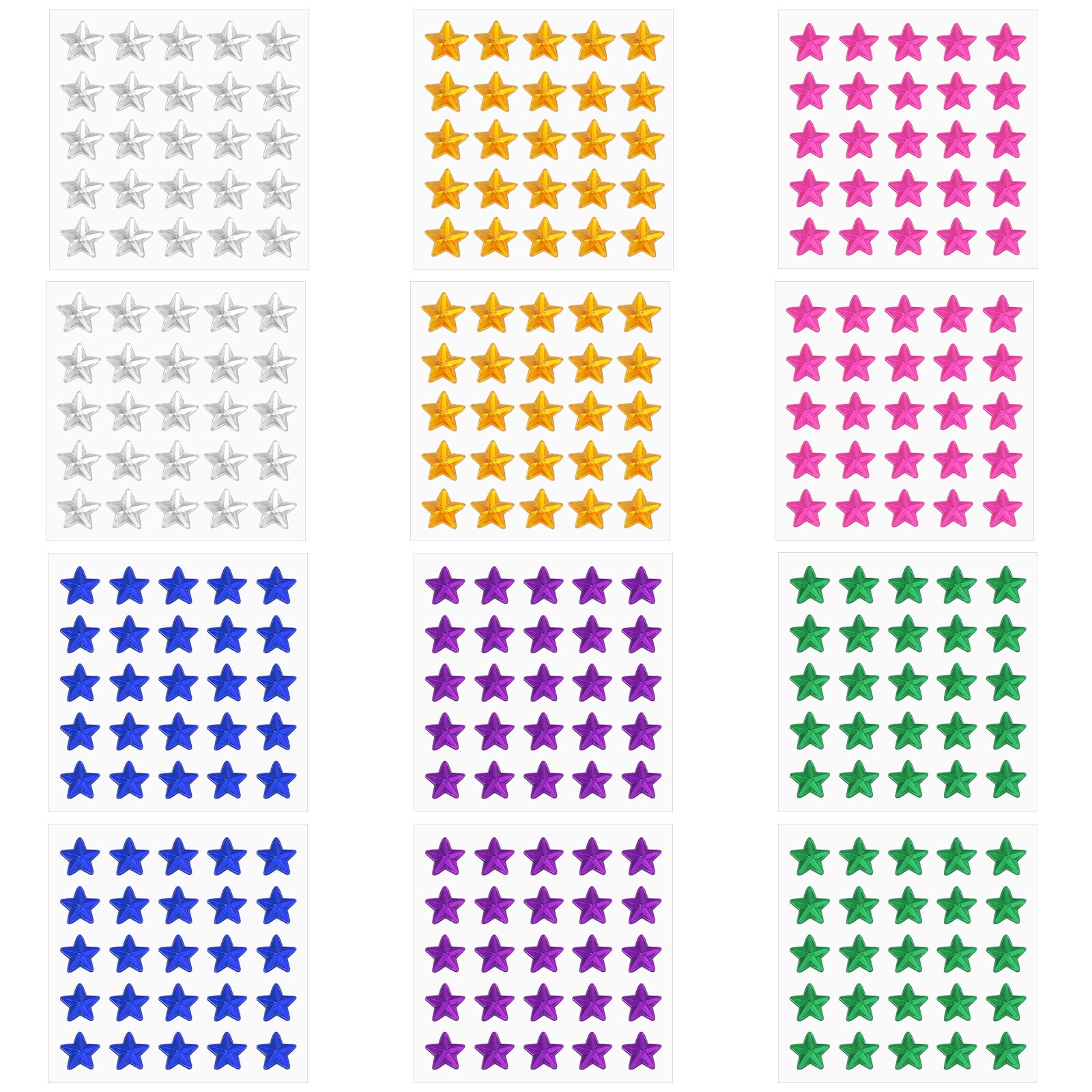 Uxcell Star Stickers, Self Adhesive Acrylic Star Rhinestones Jewel ...