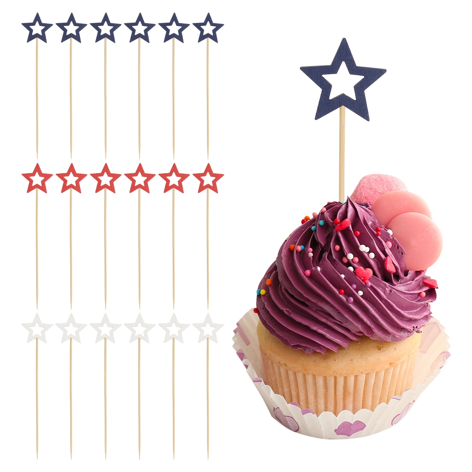 Uxcell Star Toothpicks Cupcake Toppers Cheese Markers Colored ...
