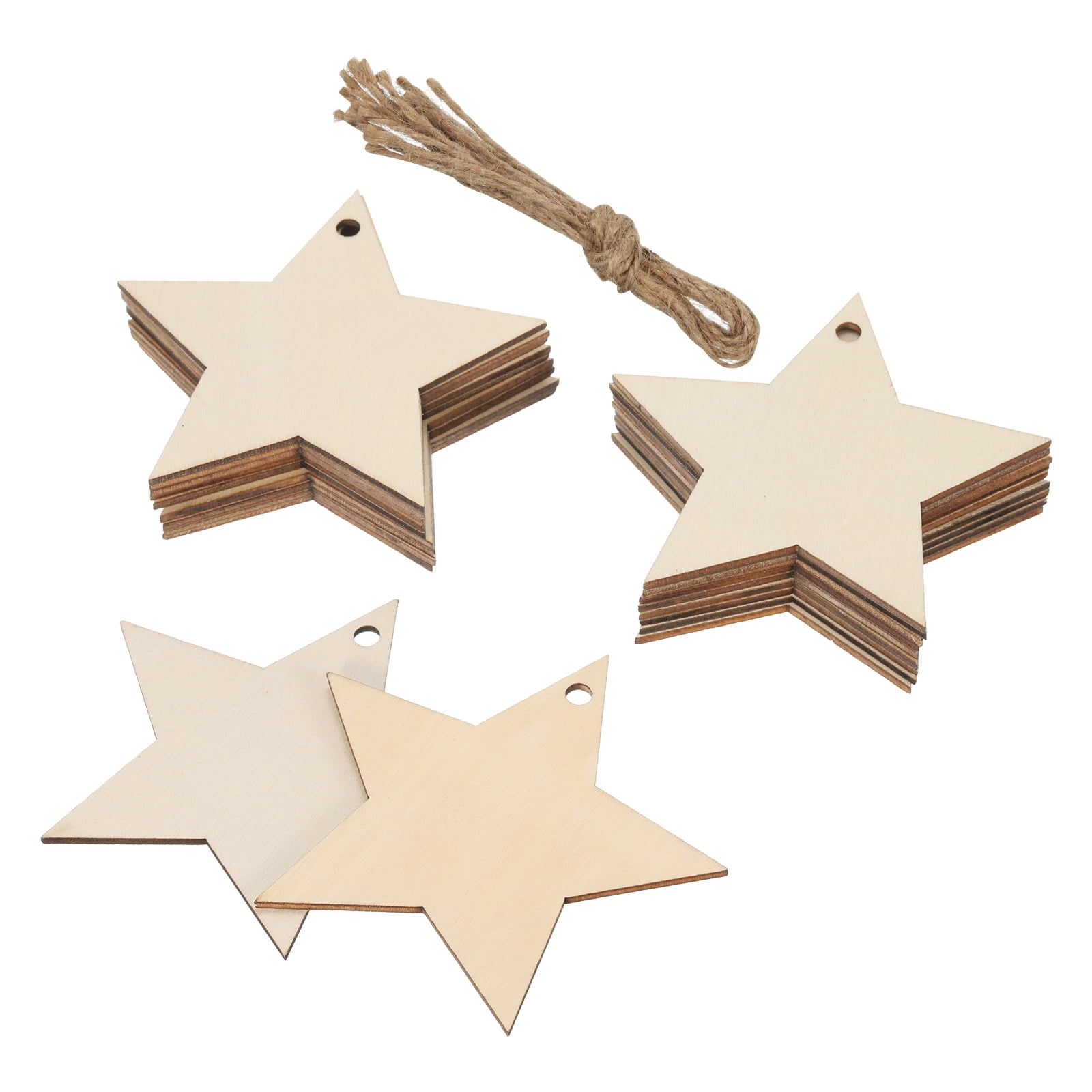 Uxcell Star Wooden Embellishments Hanging Ornaments with Twine for DIY ...