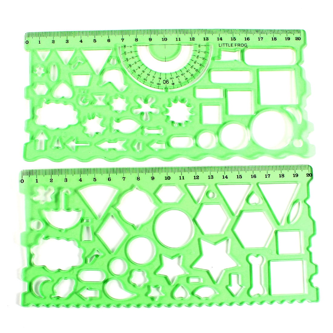 Uxcell Teacher Clear Green Learning Drawing Template Ruler Guide 2Pcs ...