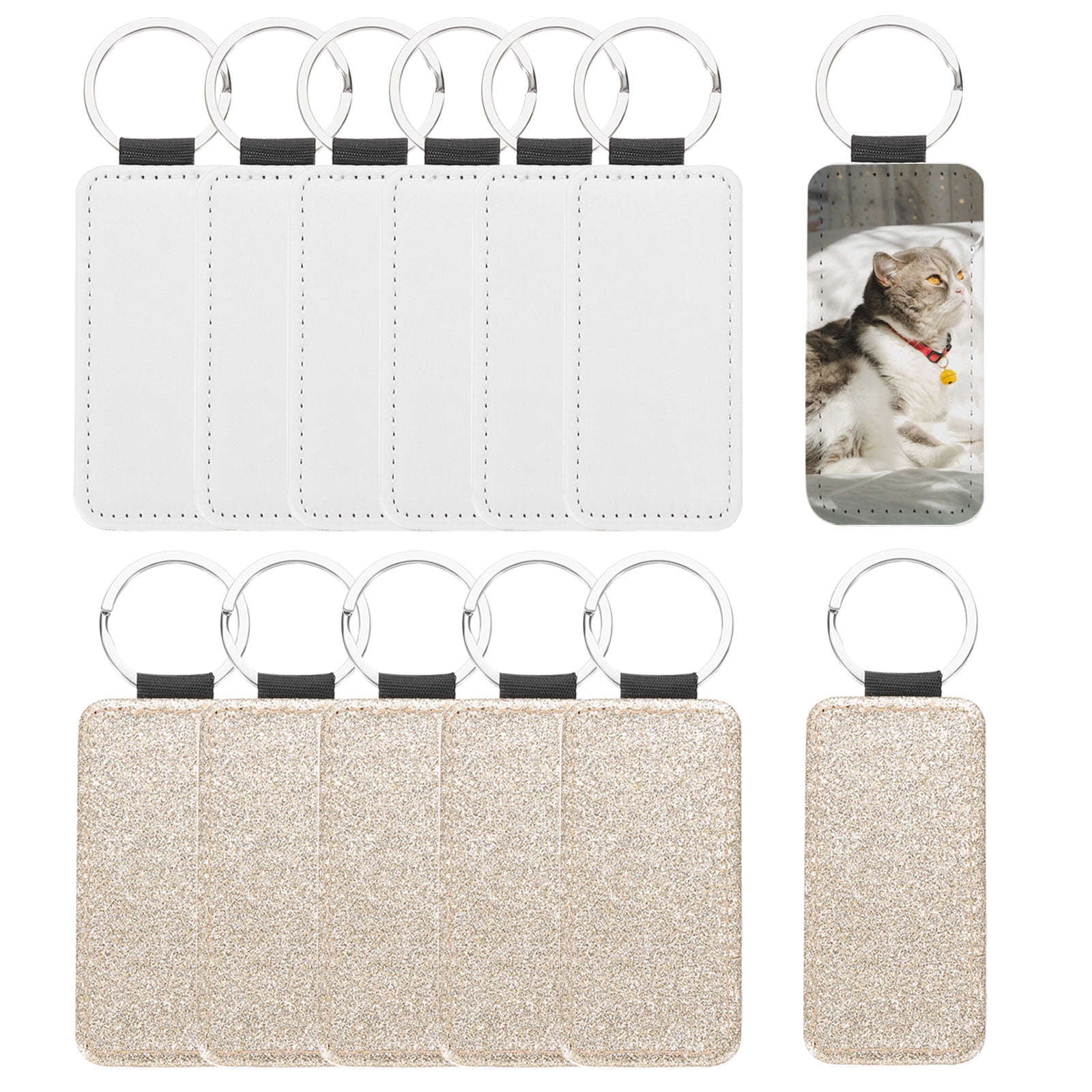 Uxcell Sublimation Blank Keychains, 12 Pcs Rectangle Keychain Blanks ...
