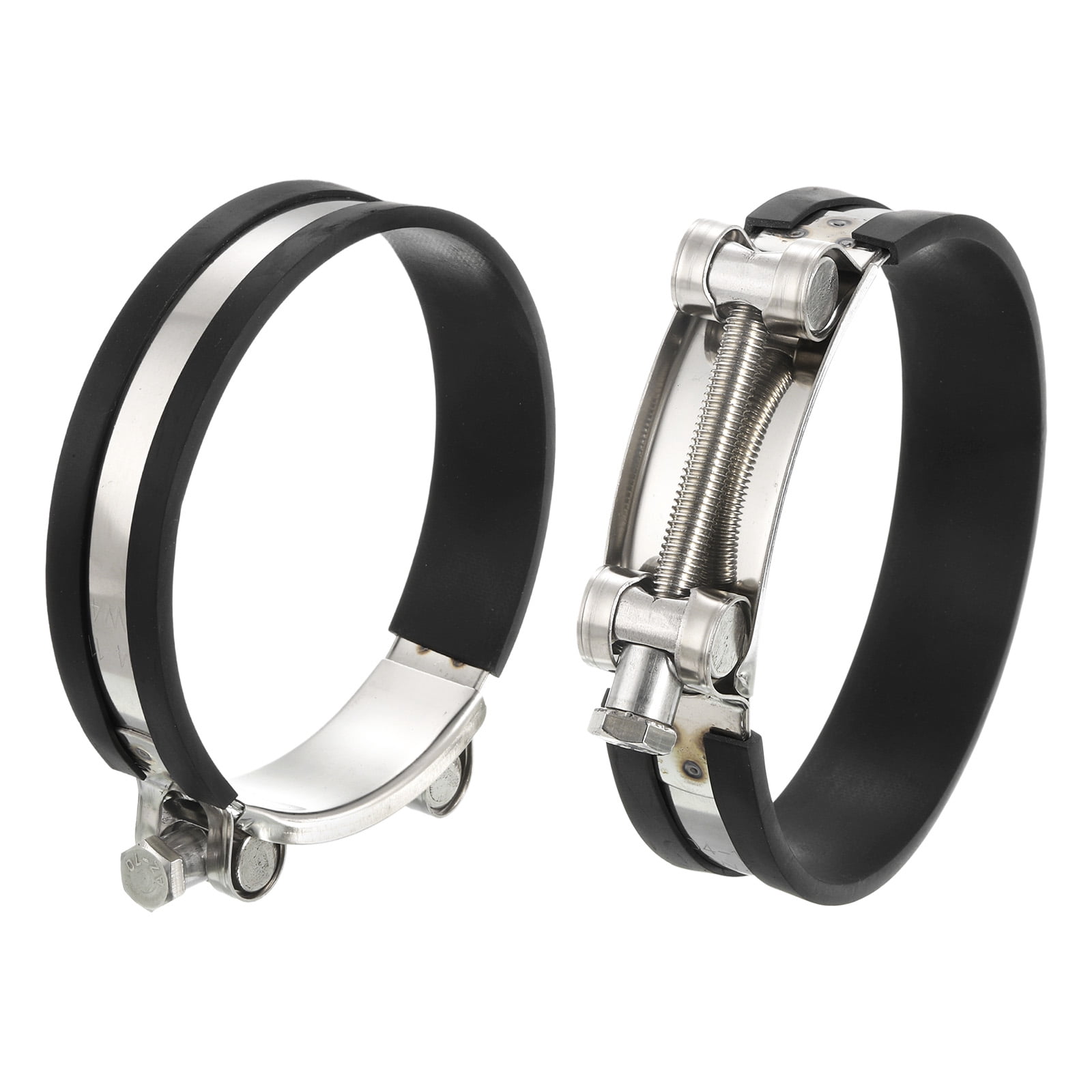 Uxcell T-Bolt Hose Clamp 2Pack 104-112mm Rubber Cushion Metal Intake ...