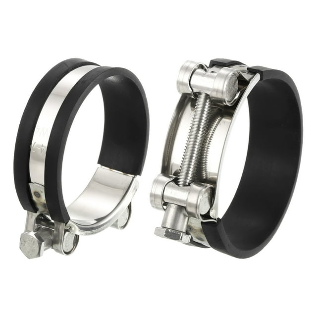 Uxcell T-Bolt Hose Clamp 2Pack 74-79mm Rubber Cushion Metal Intake ...