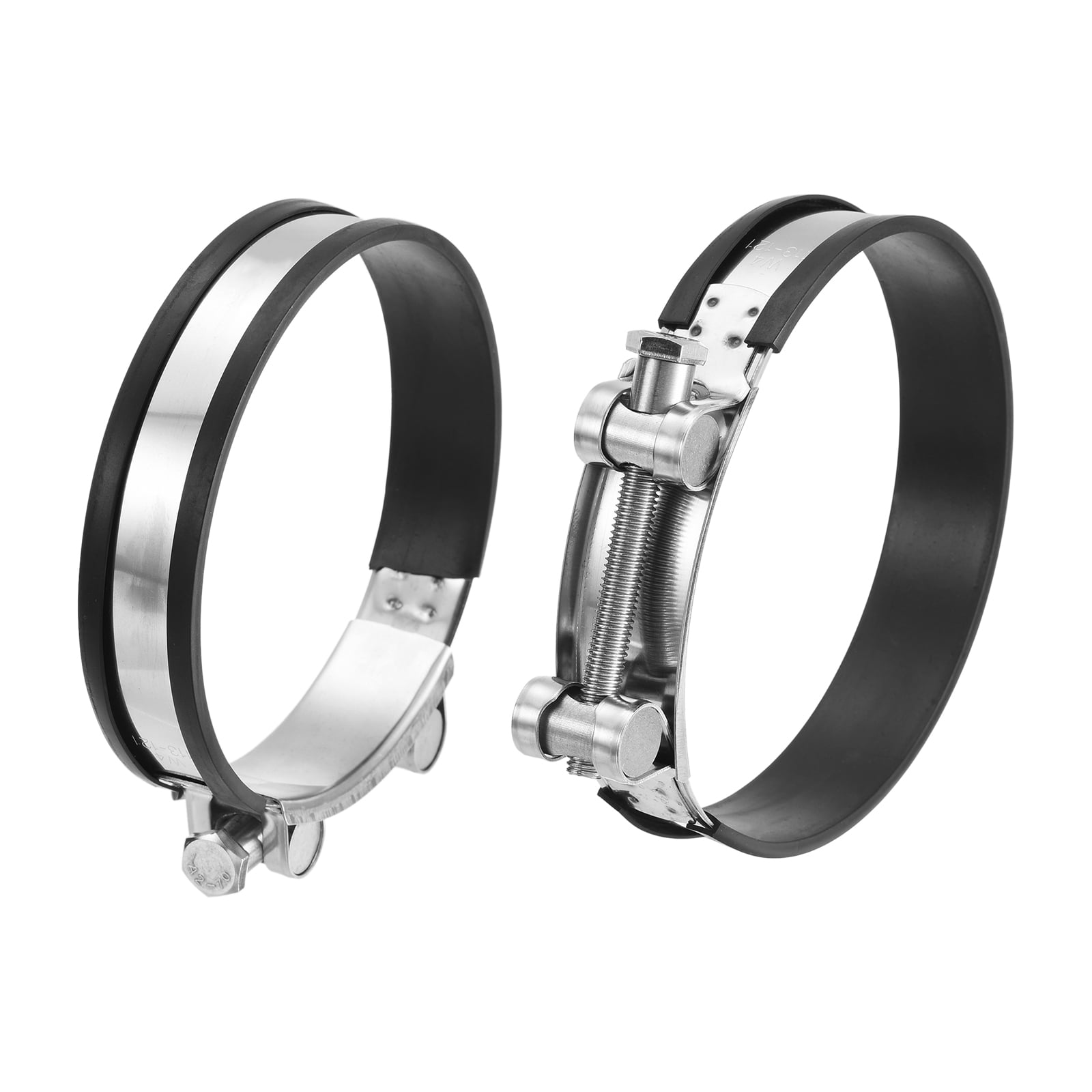 Uxcell T-Bolt Hose Clamp, 2Pcs 113-121mm Adjustable Stainless Steel ...