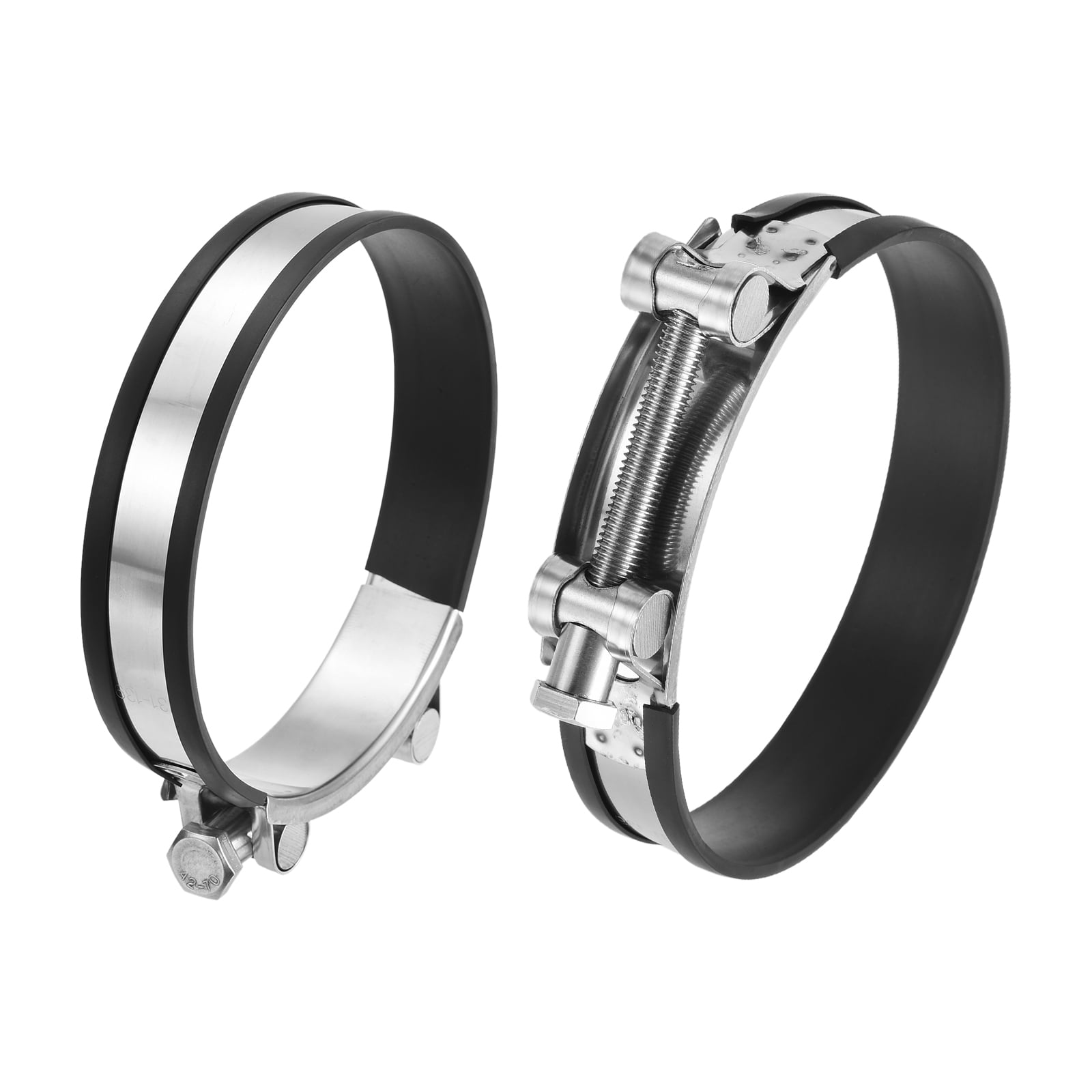 Uxcell T-Bolt Hose Clamp, 2Pcs 131-139mm Adjustable Stainless Steel ...