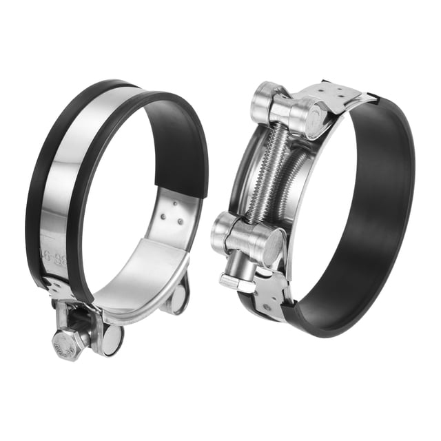 Uxcell T-Bolt Hose Clamp, 2Pcs 86-91mm Adjustable Stainless Steel Pipe ...