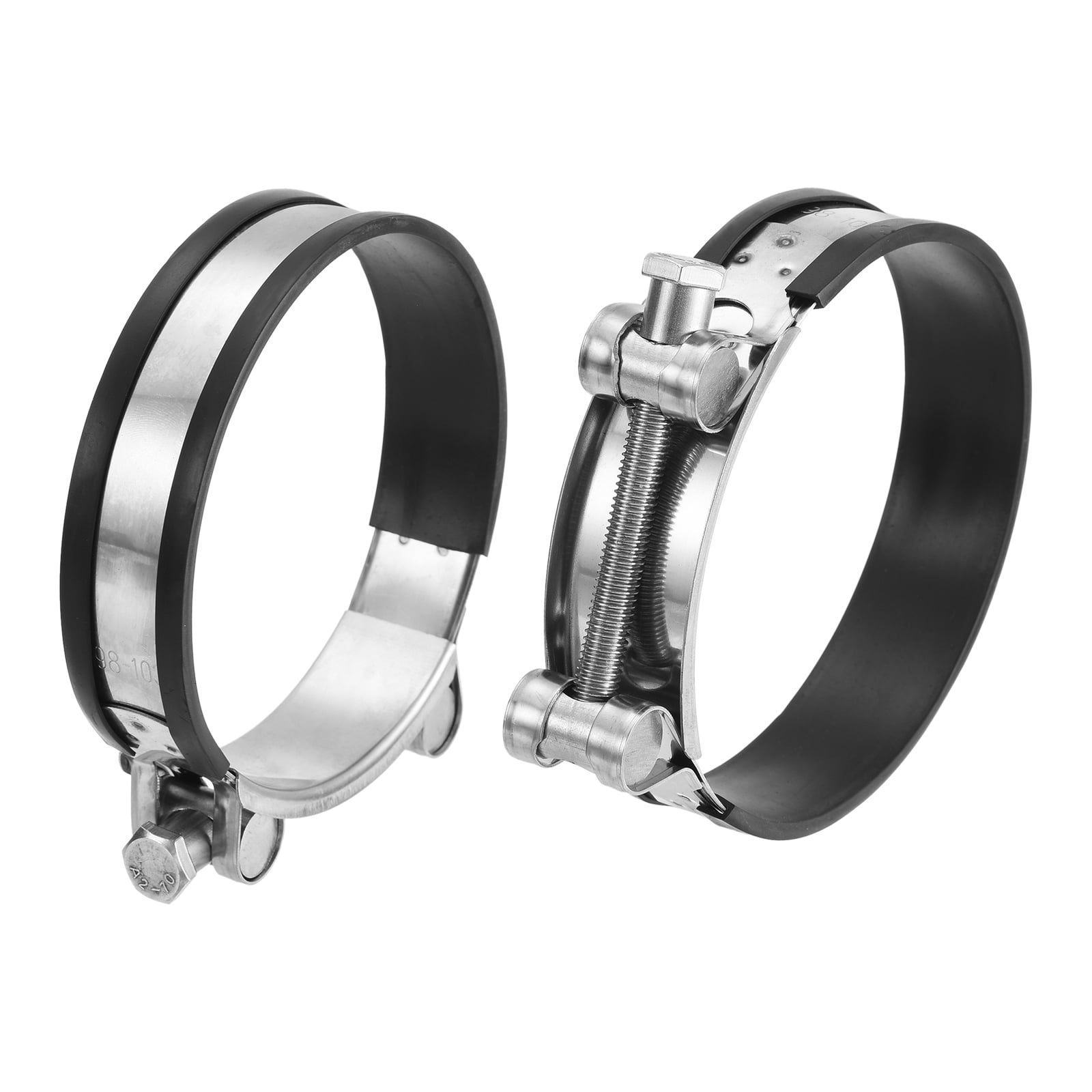 Uxcell T-Bolt Hose Clamp, 2Pcs 98-103mm Adjustable Stainless Steel Pipe ...