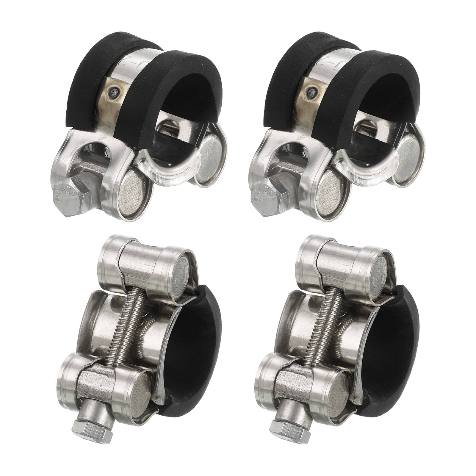 Uxcell T-Bolt Hose Clamp 4Pack 17-19mm Rubber Cushion Metal Intake ...