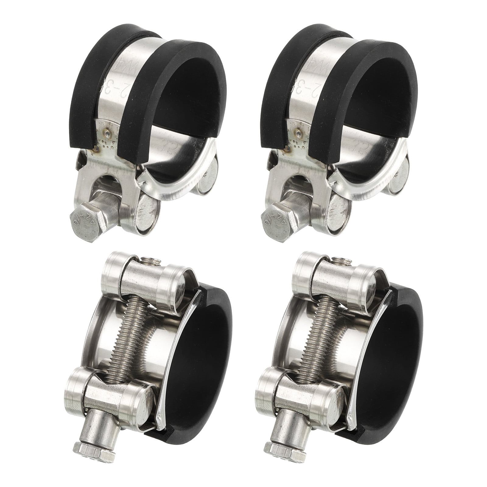 Uxcell T-Bolt Hose Clamp 4Pack 32-35mm Rubber Cushion Metal Intake ...