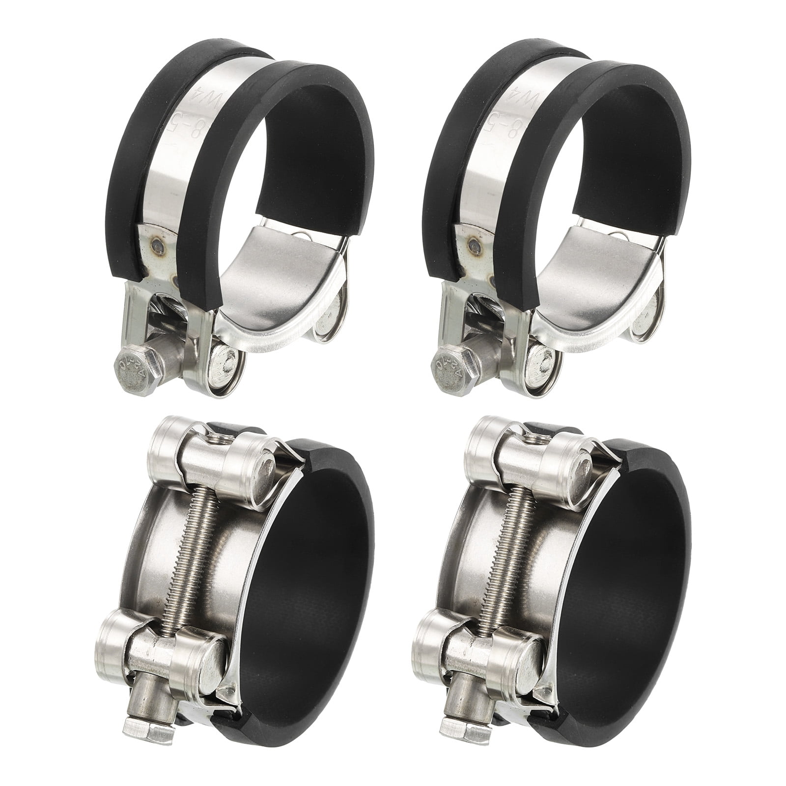 Uxcell T-Bolt Hose Clamp 4Pack 48-51mm Rubber Cushion Metal Intake ...