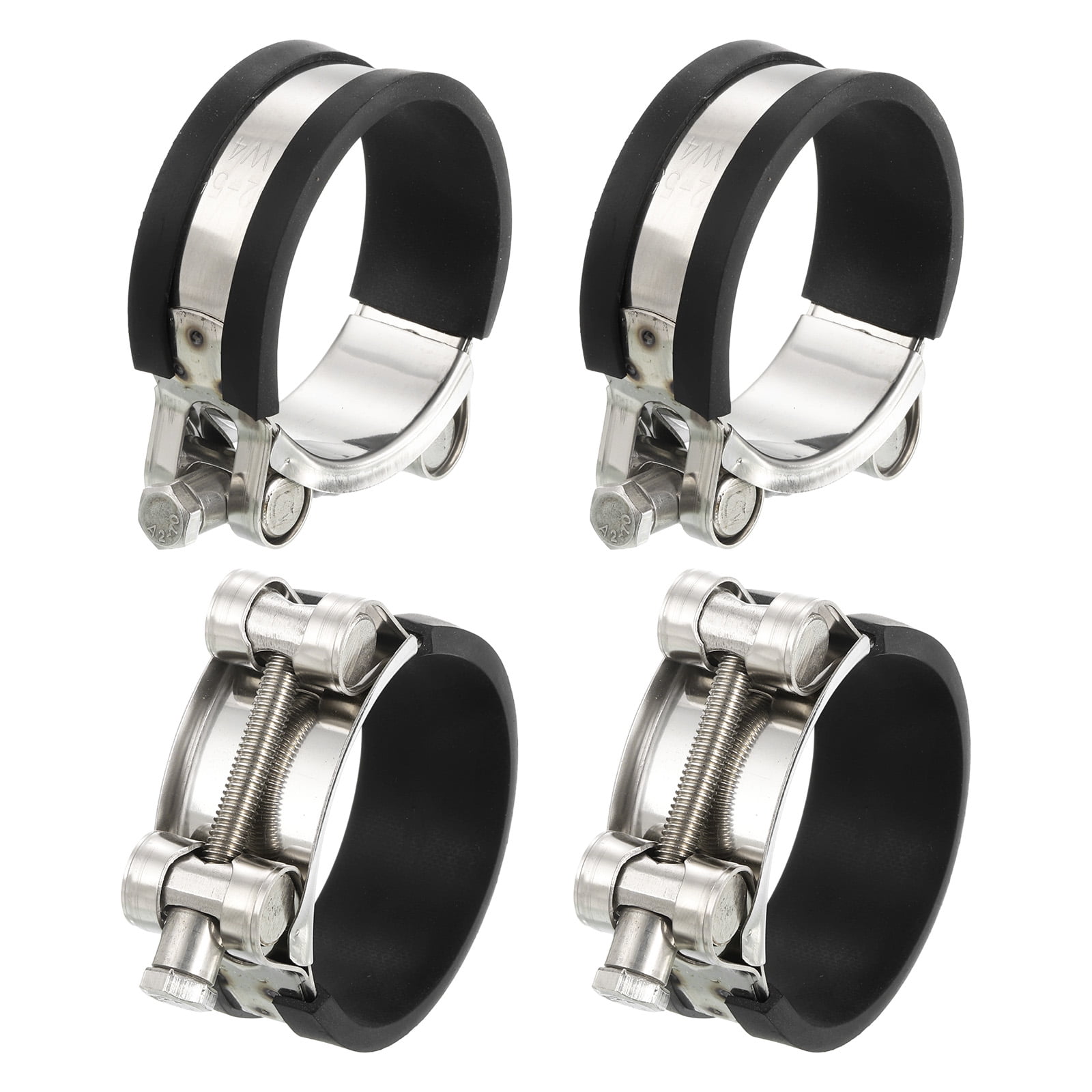 Uxcell T-Bolt Hose Clamp 4Pack 52-55mm Rubber Cushion Metal Intake ...