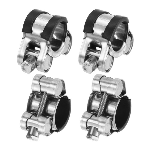 Uxcell T-Bolt Hose Clamp, 4Pcs 17-19mm Adjustable Stainless Steel Pipe ...