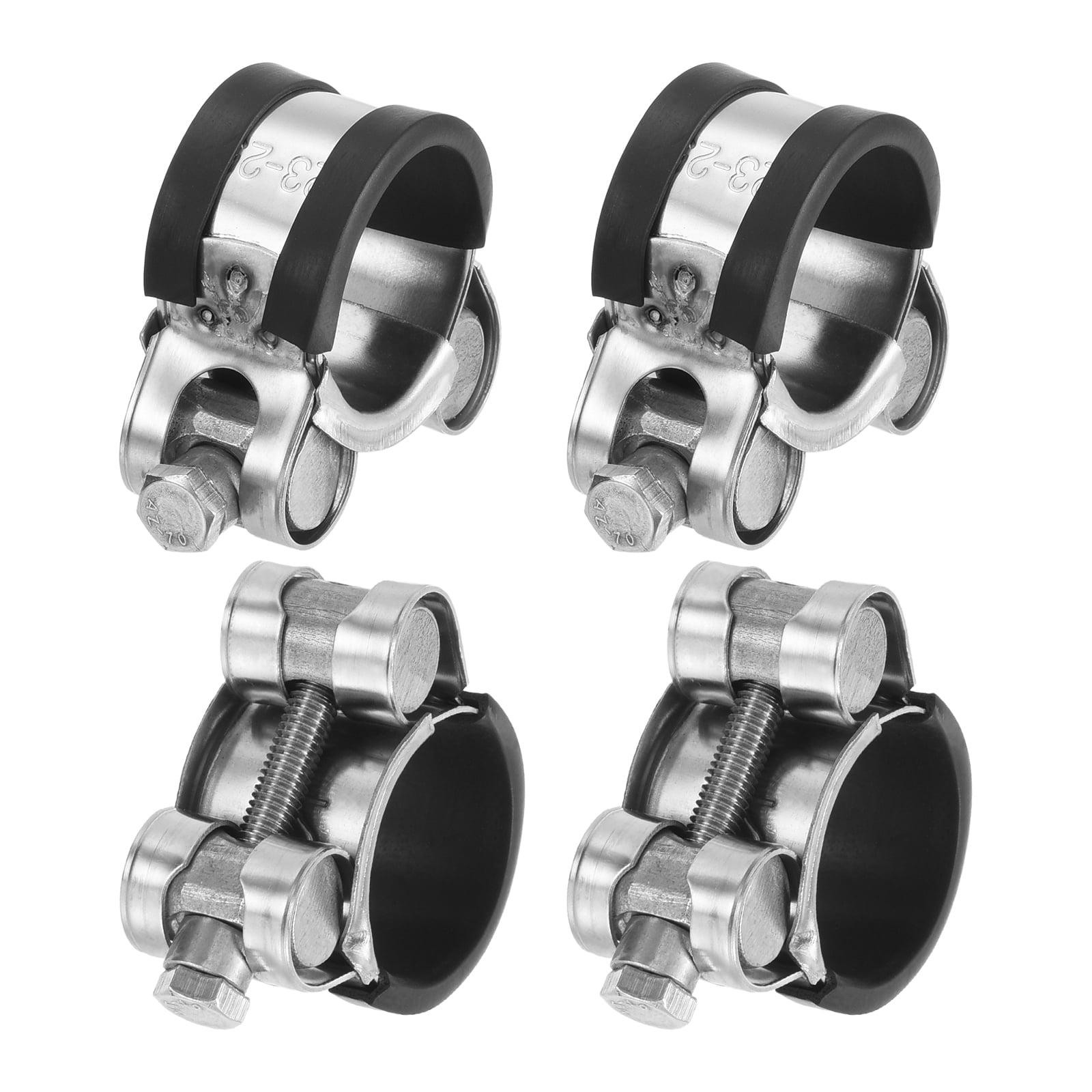 Uxcell T-Bolt Hose Clamp, 4Pcs 23-25mm Adjustable Stainless Steel Pipe ...