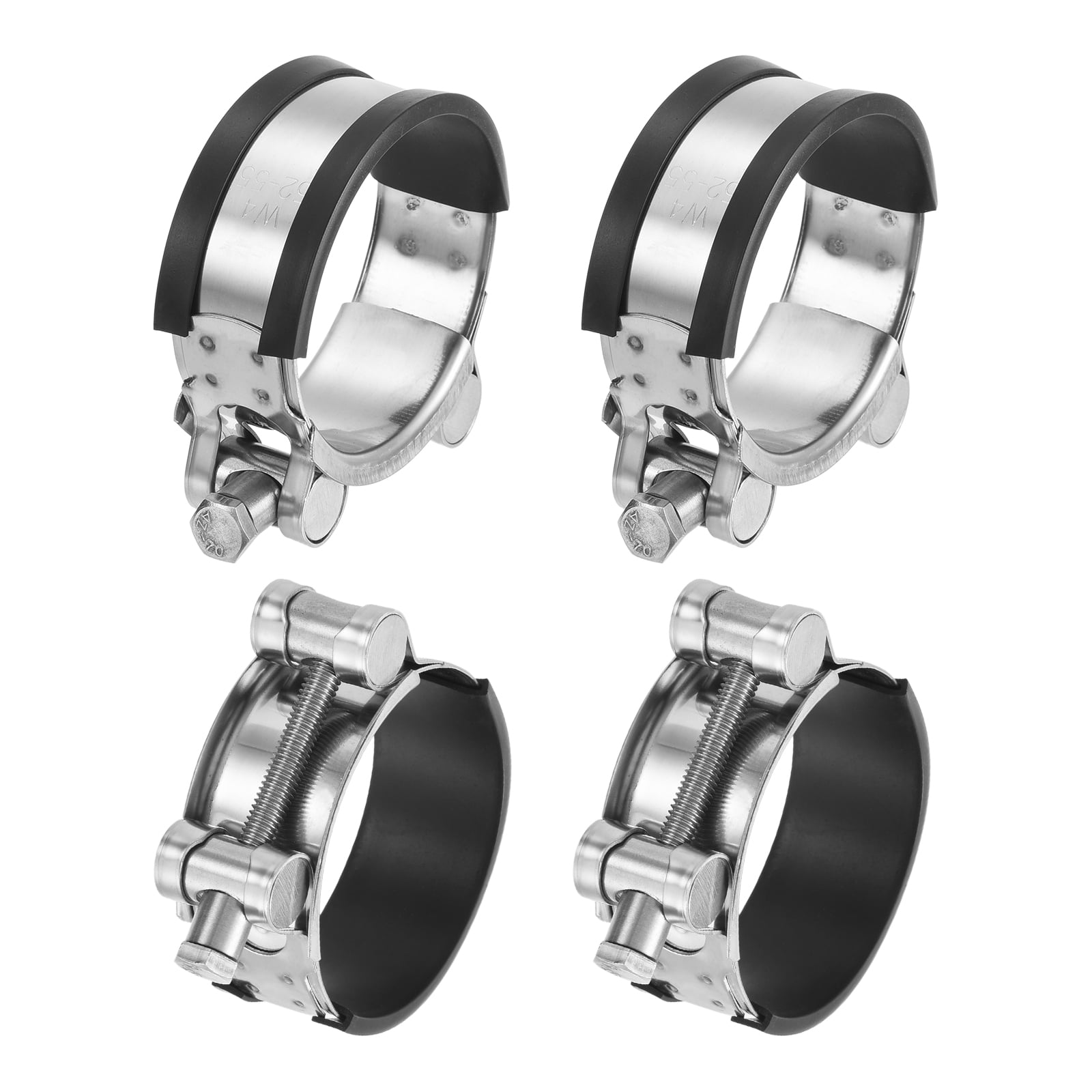 Uxcell T-Bolt Hose Clamp, 4Pcs 52-55mm Adjustable Stainless Steel Pipe ...