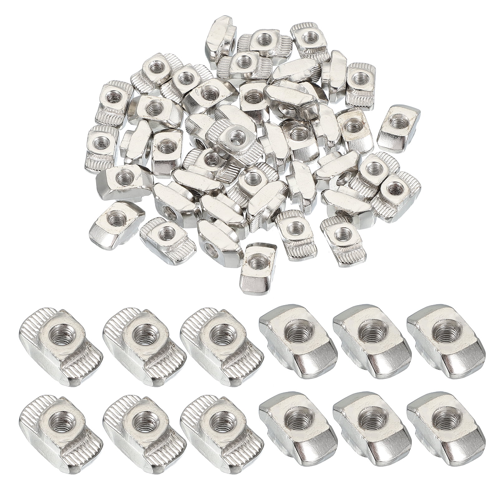 Uxcell T Nuts, T Slot Nut Hammer Head Fastener Nut, Nickel Plated Carbon Steel Nut for Aluminum ...
