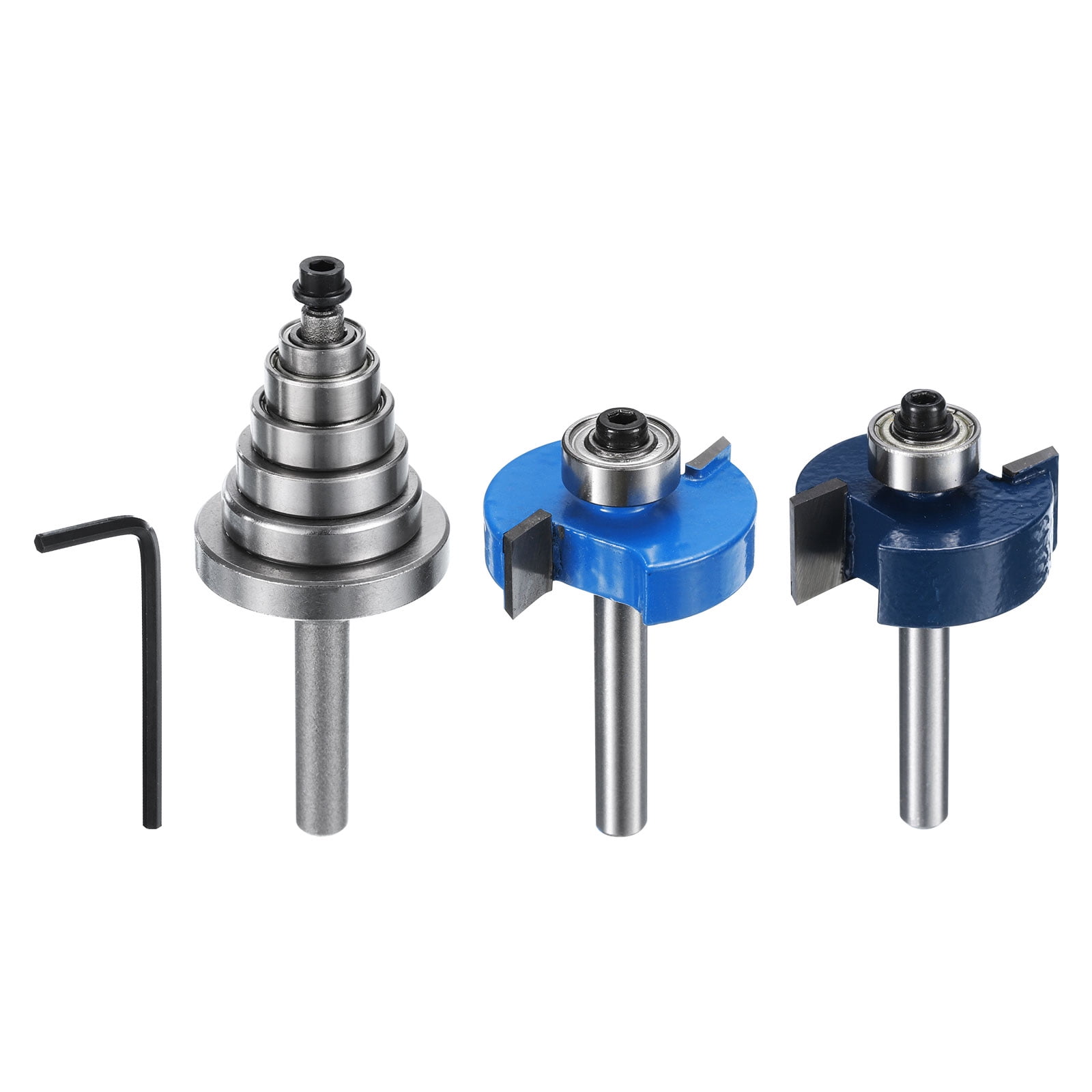 Uxcell T Slot Cutter Rabbet Router Bit Set 7/16" 3/8" 5/16" 1/4" 3/16 ...