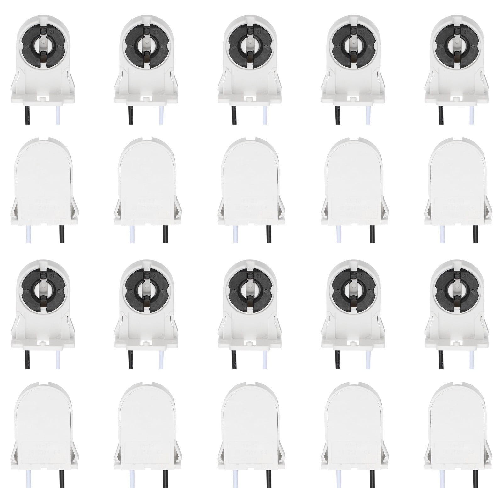 Uxcell T8 Lamp Holder with Wires, 50Pcs PC Heat-Resistant G13 Base ...