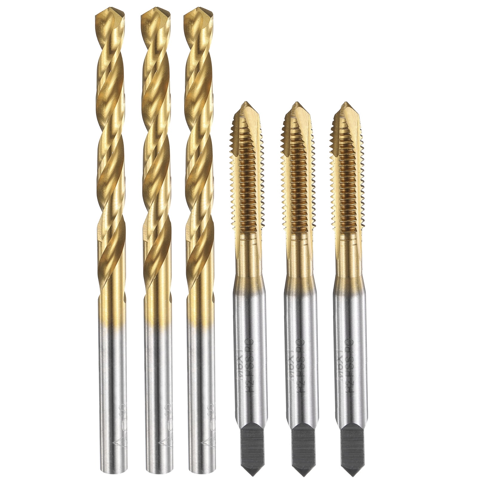 Uxcell Tap and Drill Bit Set, 3pcs M6 x 1 Metric Spiral Point Thread ...