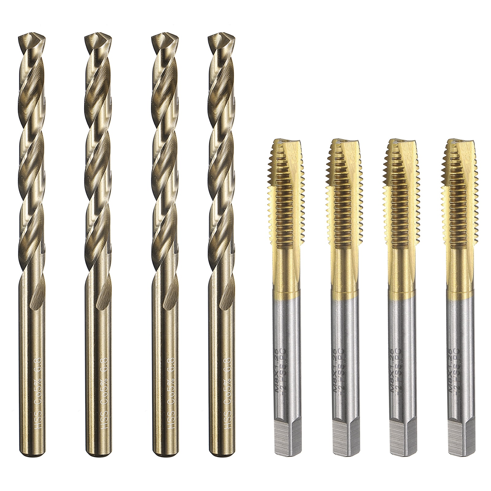 Uxcell Tap and Drill Bit Set, 4pcs M8 x 1.25 Metric Spiral Point Thread ...