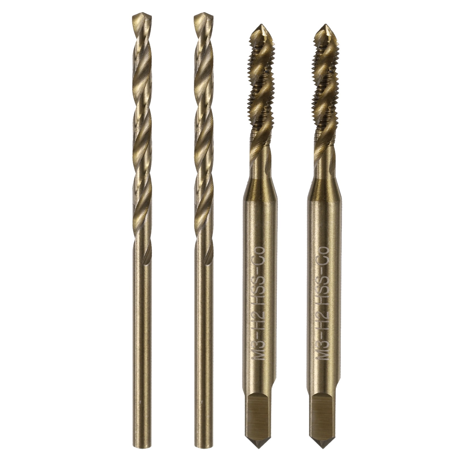 Uxcell Tap and Drill Bit Set, 2 Pieces M3 x 0.5 Spiral Flute Tap & 2 ...
