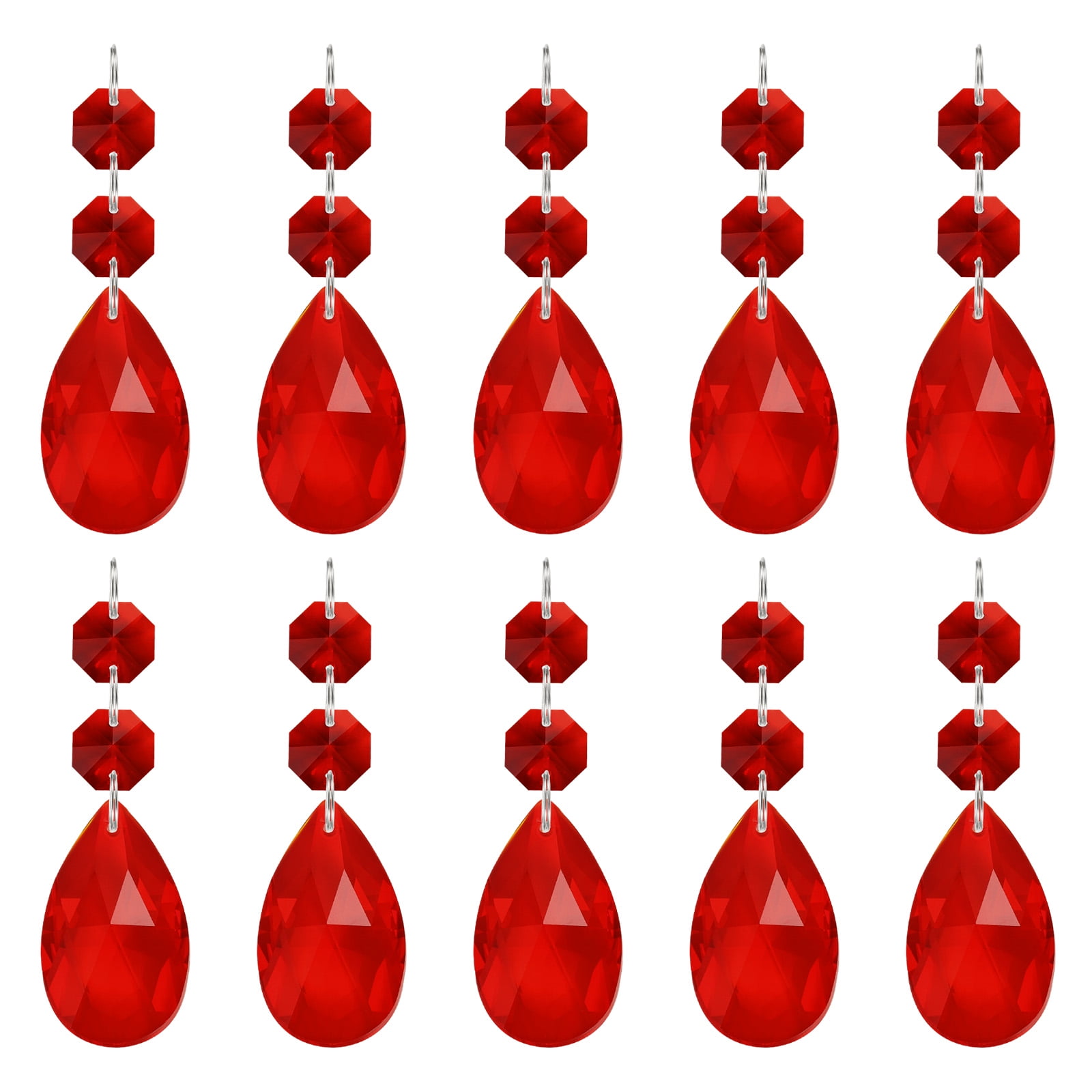 Uxcell Teardrop Crystal Chandelier Pendants Beads, 10 Pack 85mm Length ...