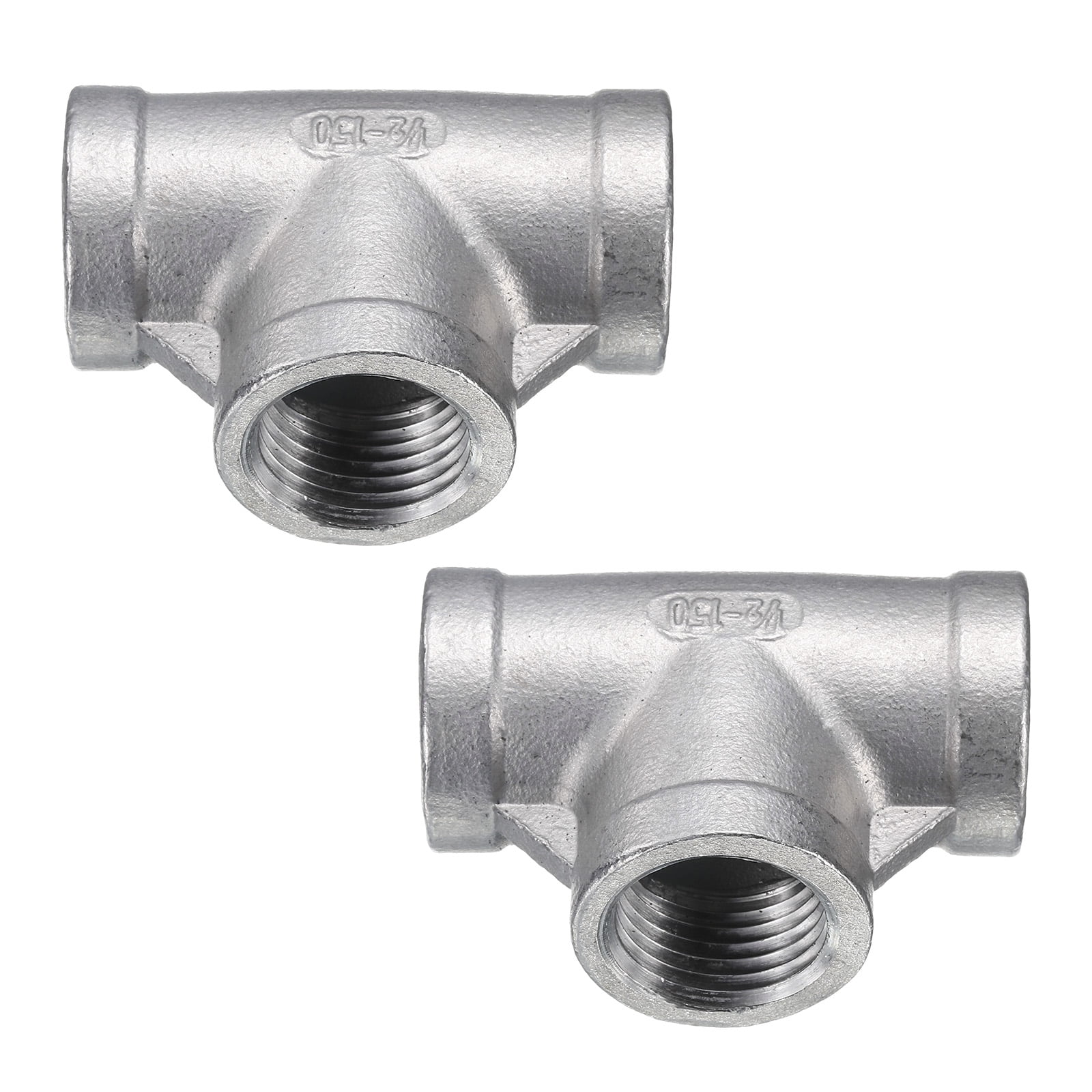 Uxcell 2pcs Tee Pipe Fitting (1/2" x 1/2" x 1/2" ) NPT Female 304 ...