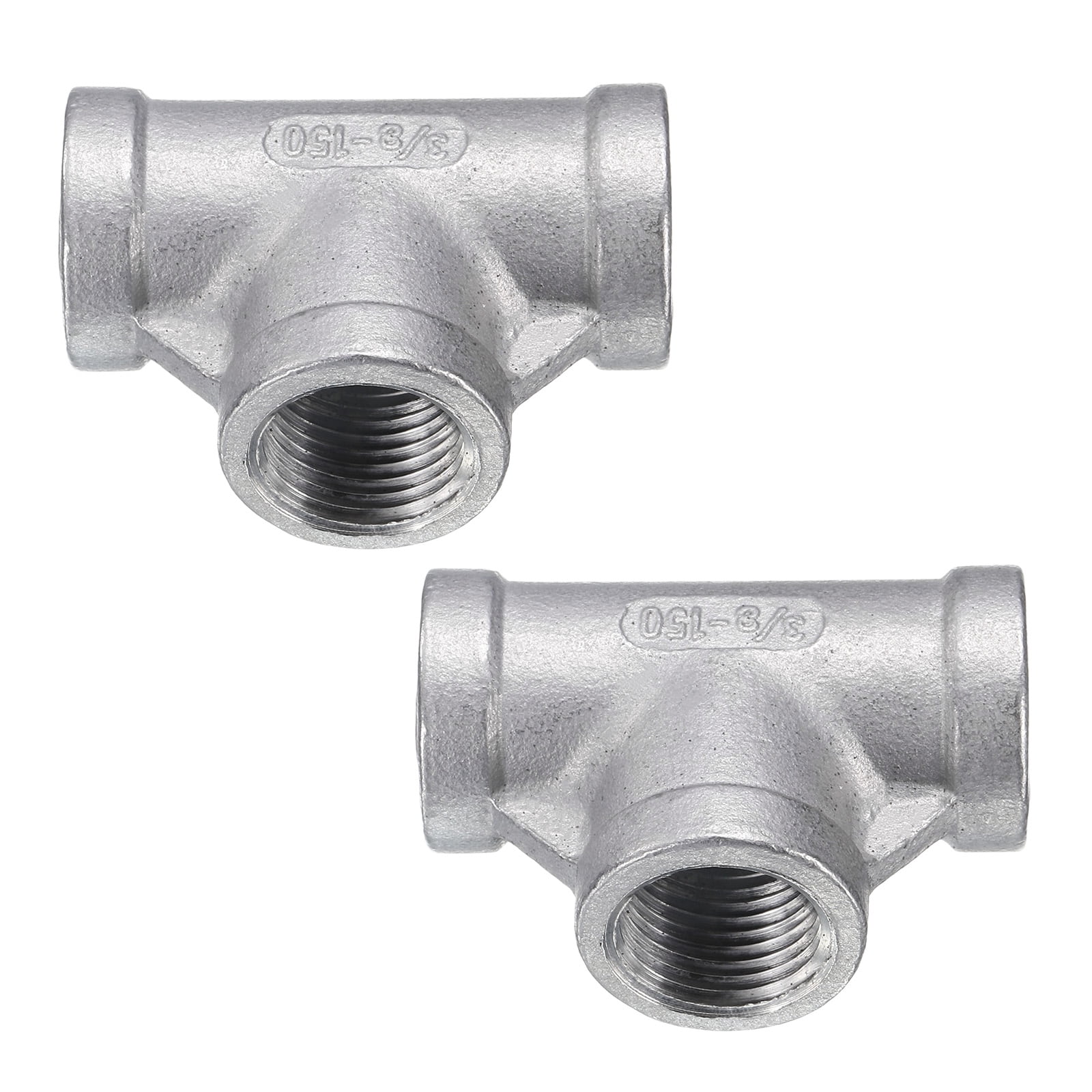 Uxcell 2pcs Tee Pipe Fitting (3/8" x 3/8" x 3/8" ) NPT Female 304 ...