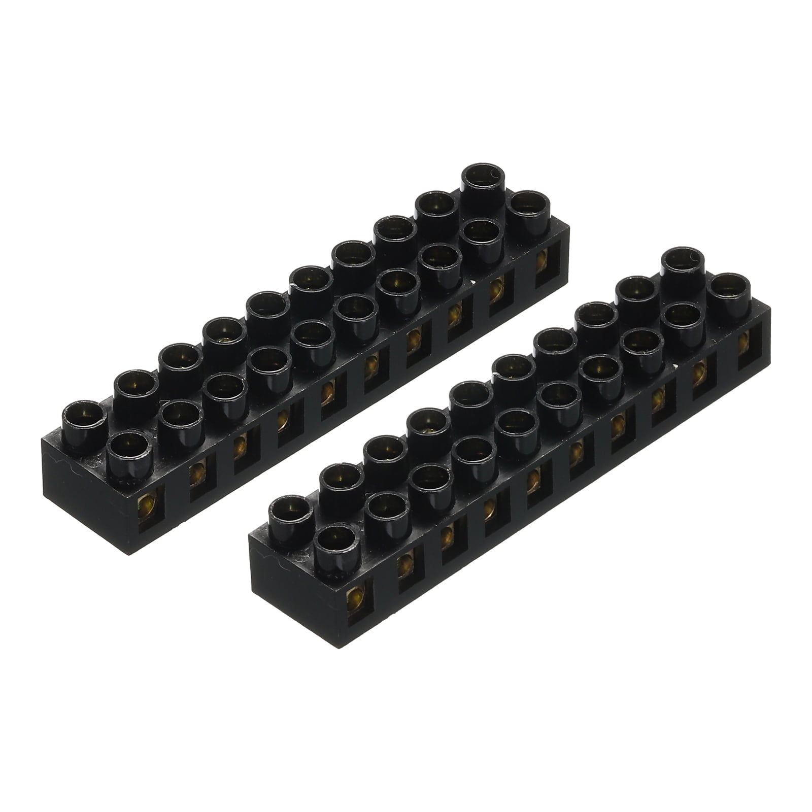 Uxcell Terminal Block 10 Positions 500V 60A Dual Row Screw Block Terminals Barrier Strip Wire ...