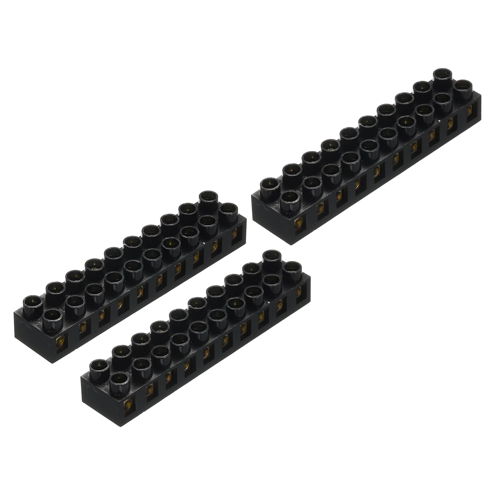 Uxcell Terminal Block 10 Positions 500V 60A Dual Row Screw Terminals ...