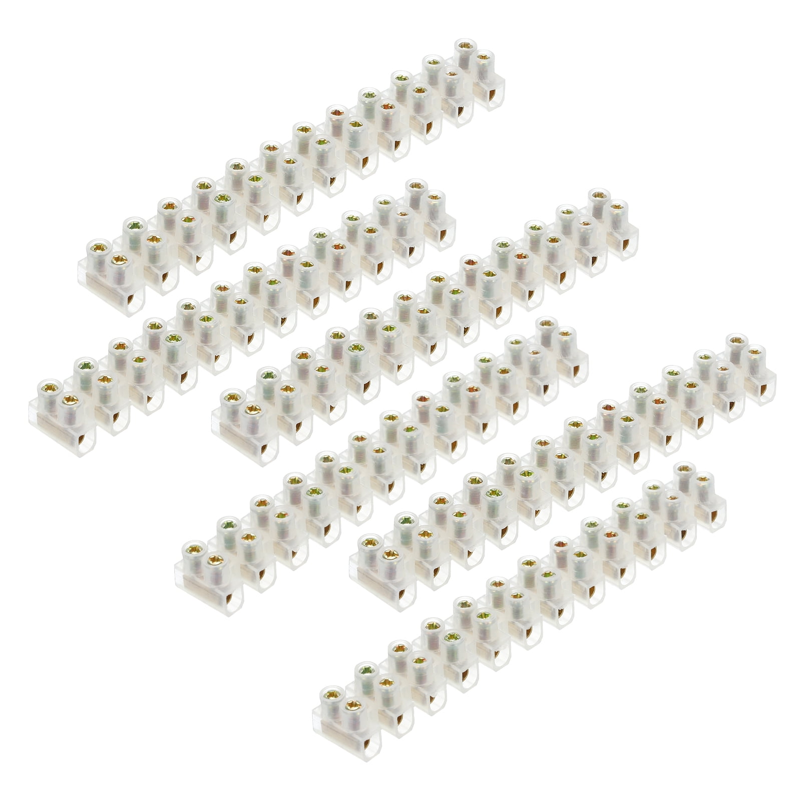 Uxcell Terminal Block 12 Positions 380v 5a Dual Row Screw Terminal Strip Barrier Strip Wire