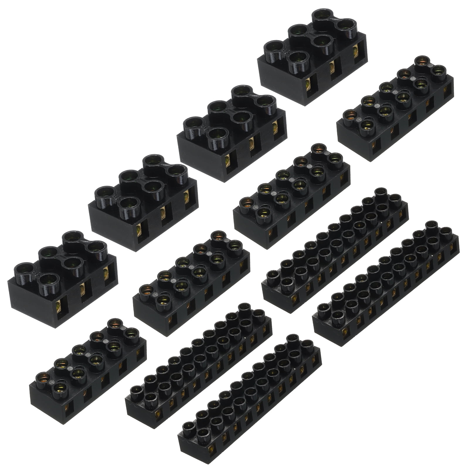 Uxcell Terminal Block 3/5/10 Positions 500V 10A Dual Row Screw Terminal Strip Blocks Wire ...
