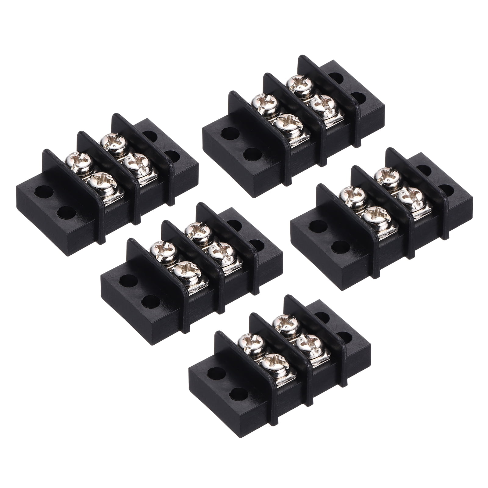Uxcell Terminal Block 300V 20A Dual Rows 2P Screw Terminals, 5 Pack ...