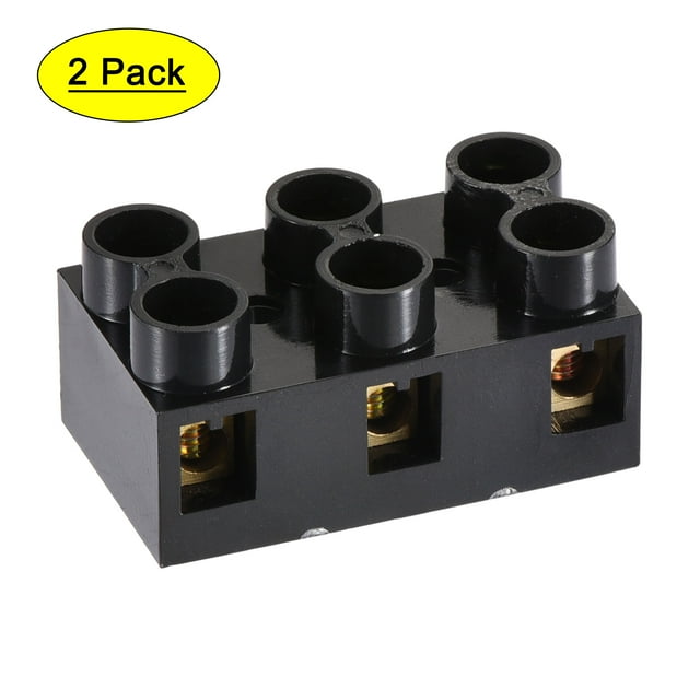 Uxcell Terminal Block 500V 20A Dual Row 3 Positions Screw Electric ...