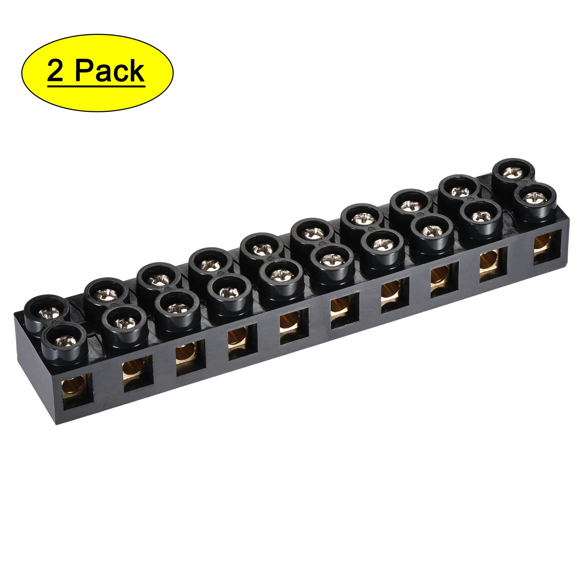 Uxcell Terminal Block 500V 60A Dual Row 10 Positions Screw Electric Barrier Strip 2 Pack ...